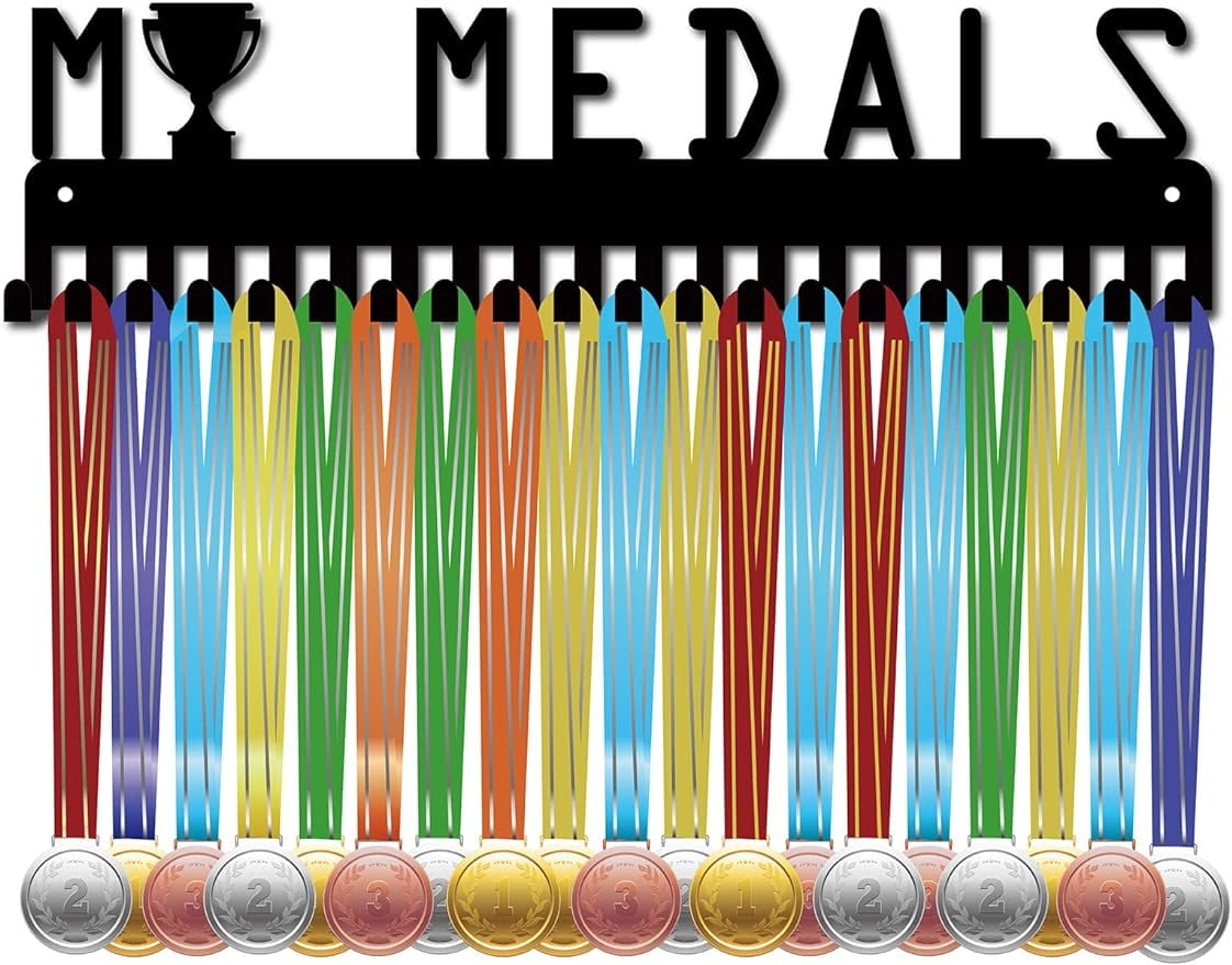 My Medals Medal Holder Sport Display Stand Wall Mount Hanger Rack Decor Stainless Steel Hanging ...