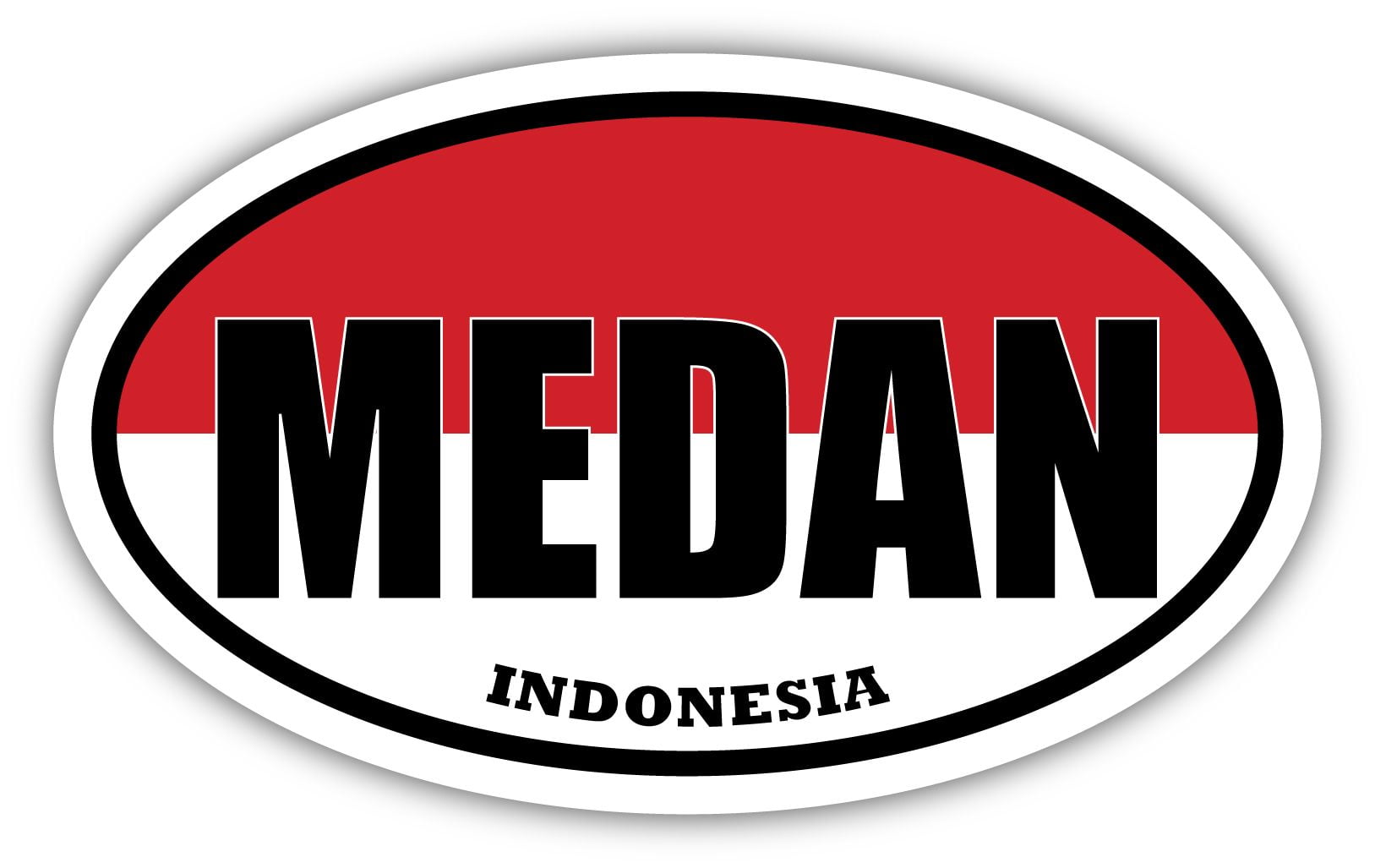 Medan Indonesia Flag Oval Decal Vinyl Bumper Sticker 3x5 inches ...