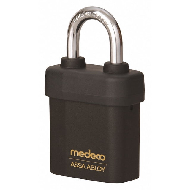 Medeco Keyed Padlock, 5/16 in,Square,Black 5451500-T-26-DL-S - Walmart.com