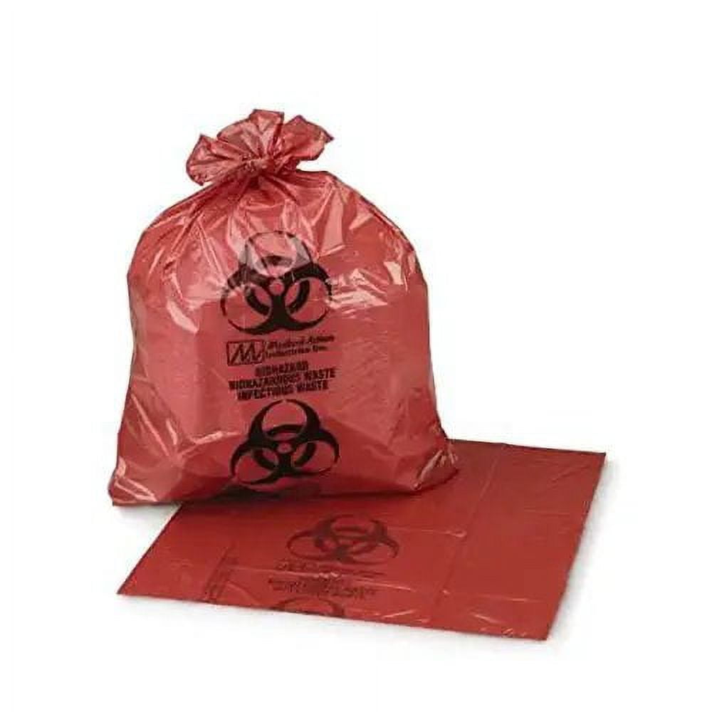 Medegen 50-42 Biohazardous Waste Bag, 1.5 ml Gauge, 1-3 Gallon Capacity, 500/cs 11" Width, 14 ...