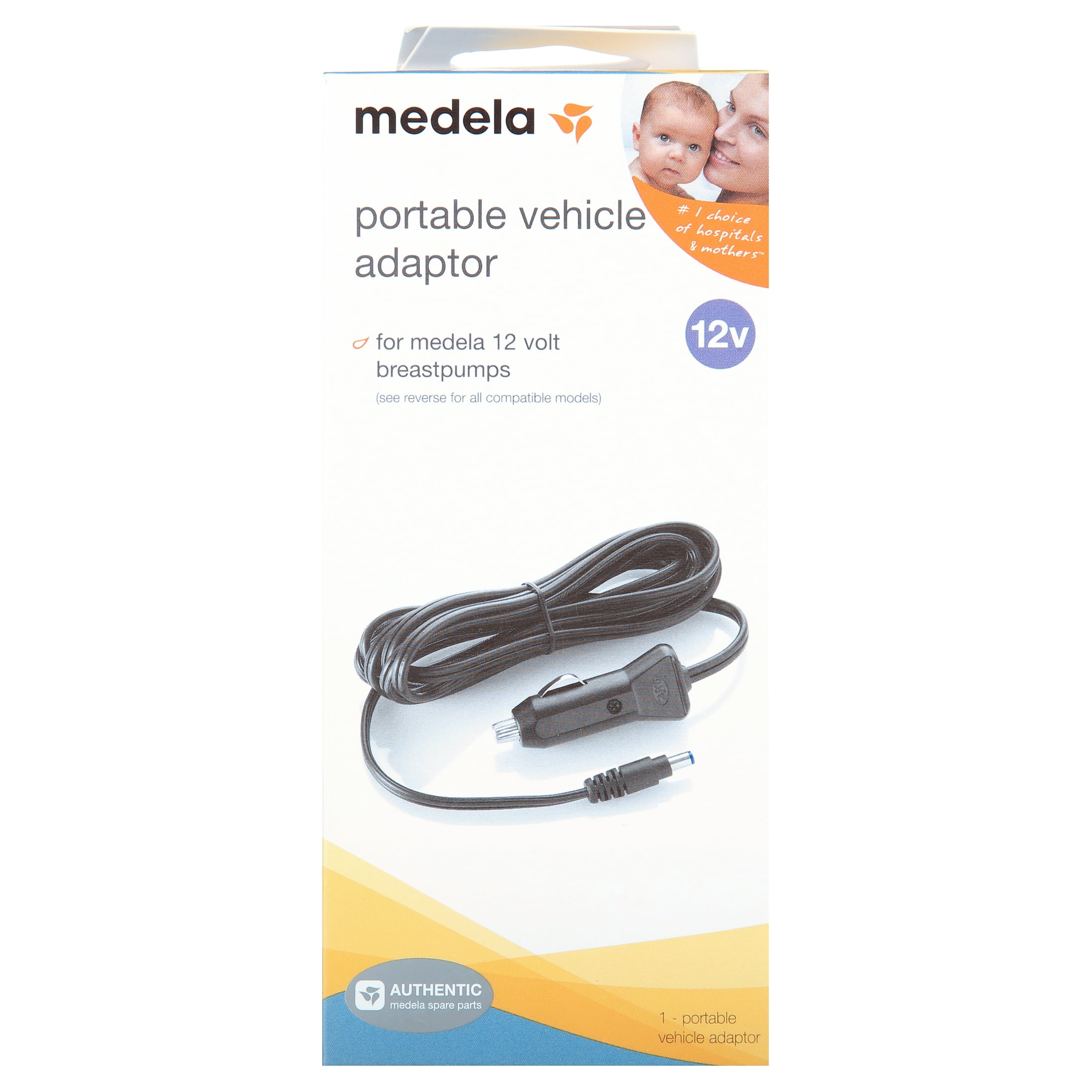 Medela Breast Pump Vehicle 8 ft Cord 12 v Portable Power Adapter, Black ...