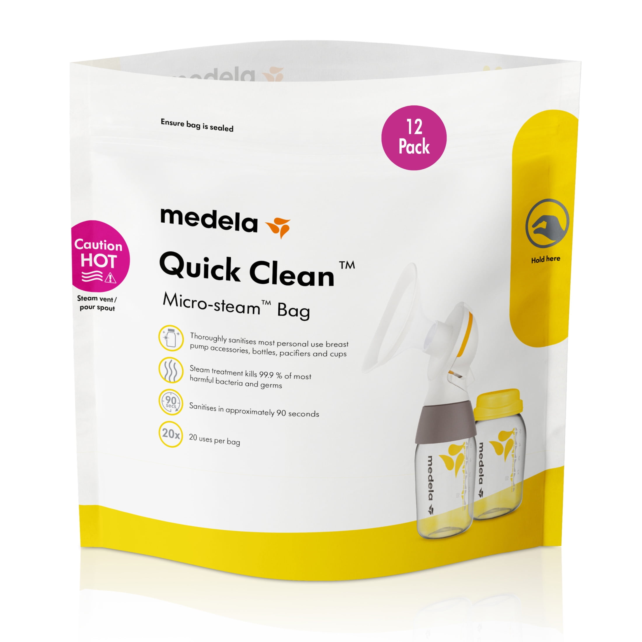 Medela Quick Clean Micro-Steam Bags, 12 Count Sterilizing Bags for ...