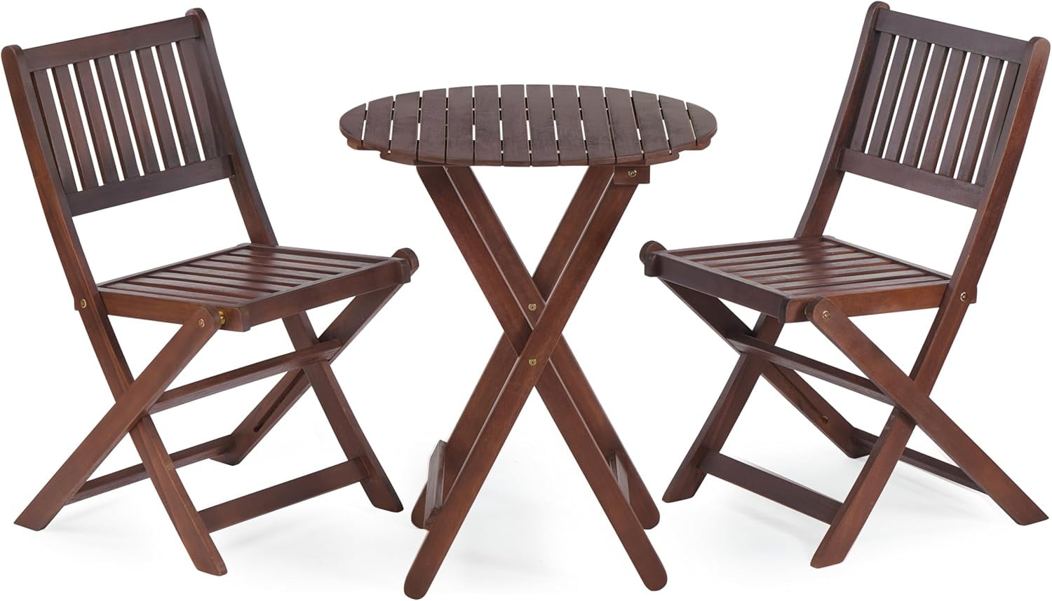 Mederlo 3-Piece Acacia Wood Bistro Set, Wooden Folding Patio Furniture ...