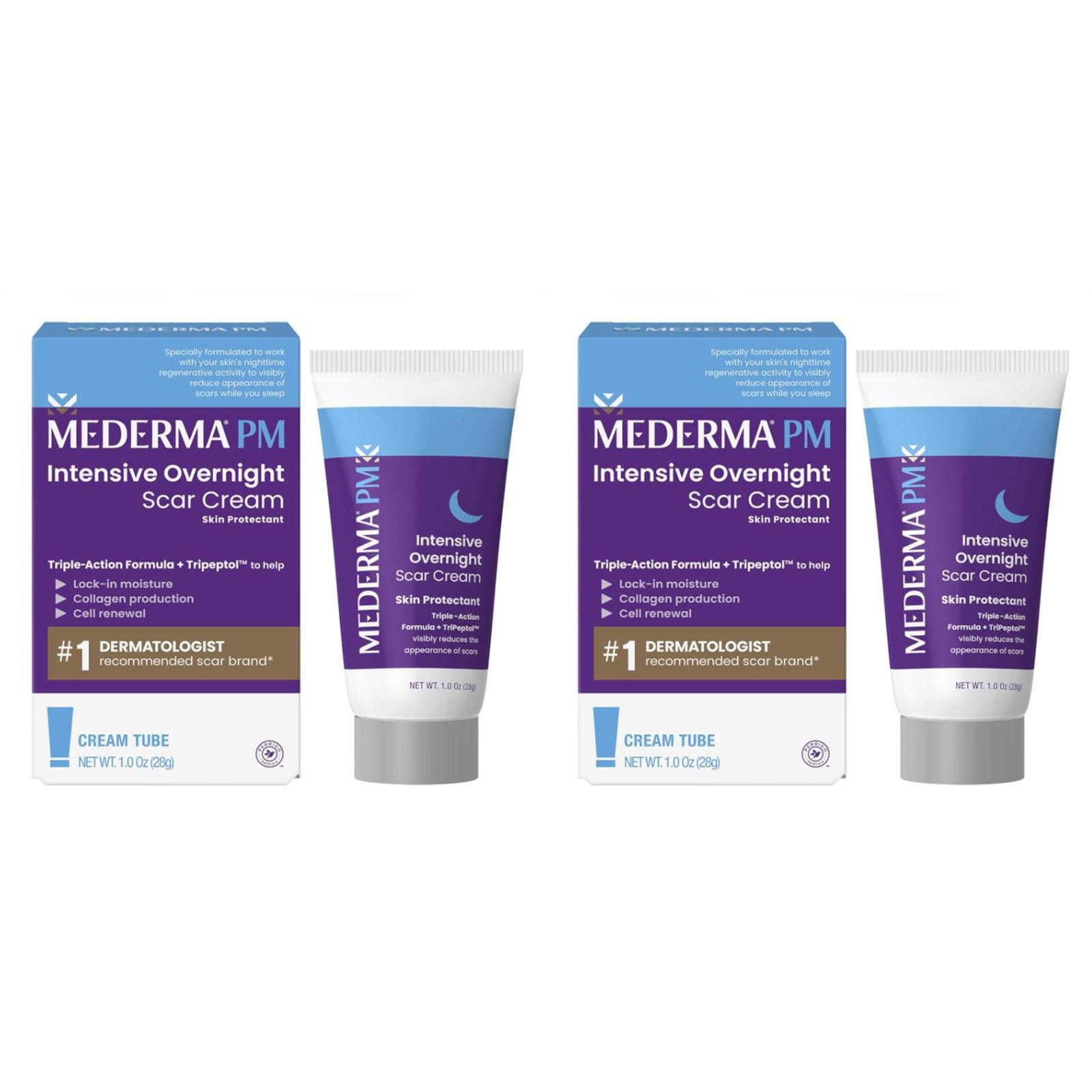 Mederma PM Scar Cream 2PCS, Nighttime Intensive Scar Treatment 1oz Each ...