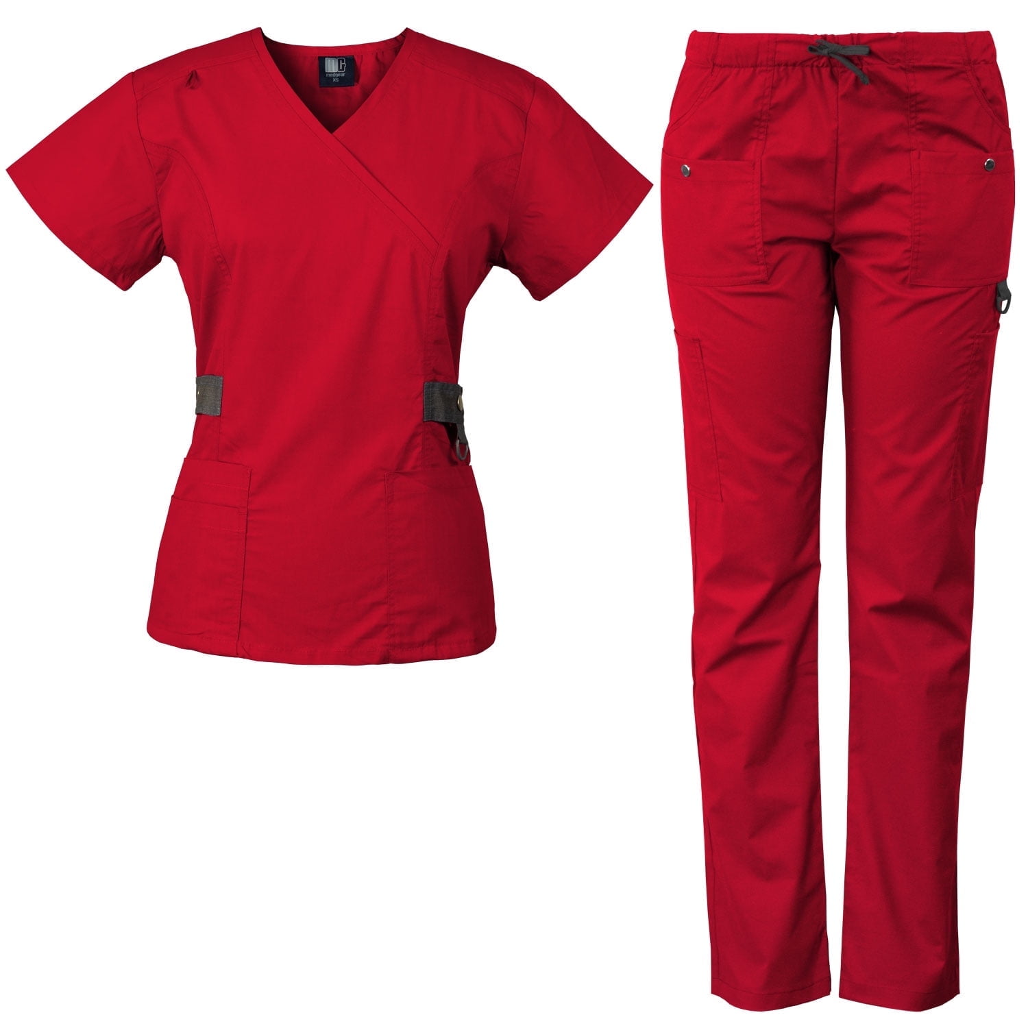 Medgear Medical Uniforms: Women's 12-Pocket Scrub Set with Silver Snap ...