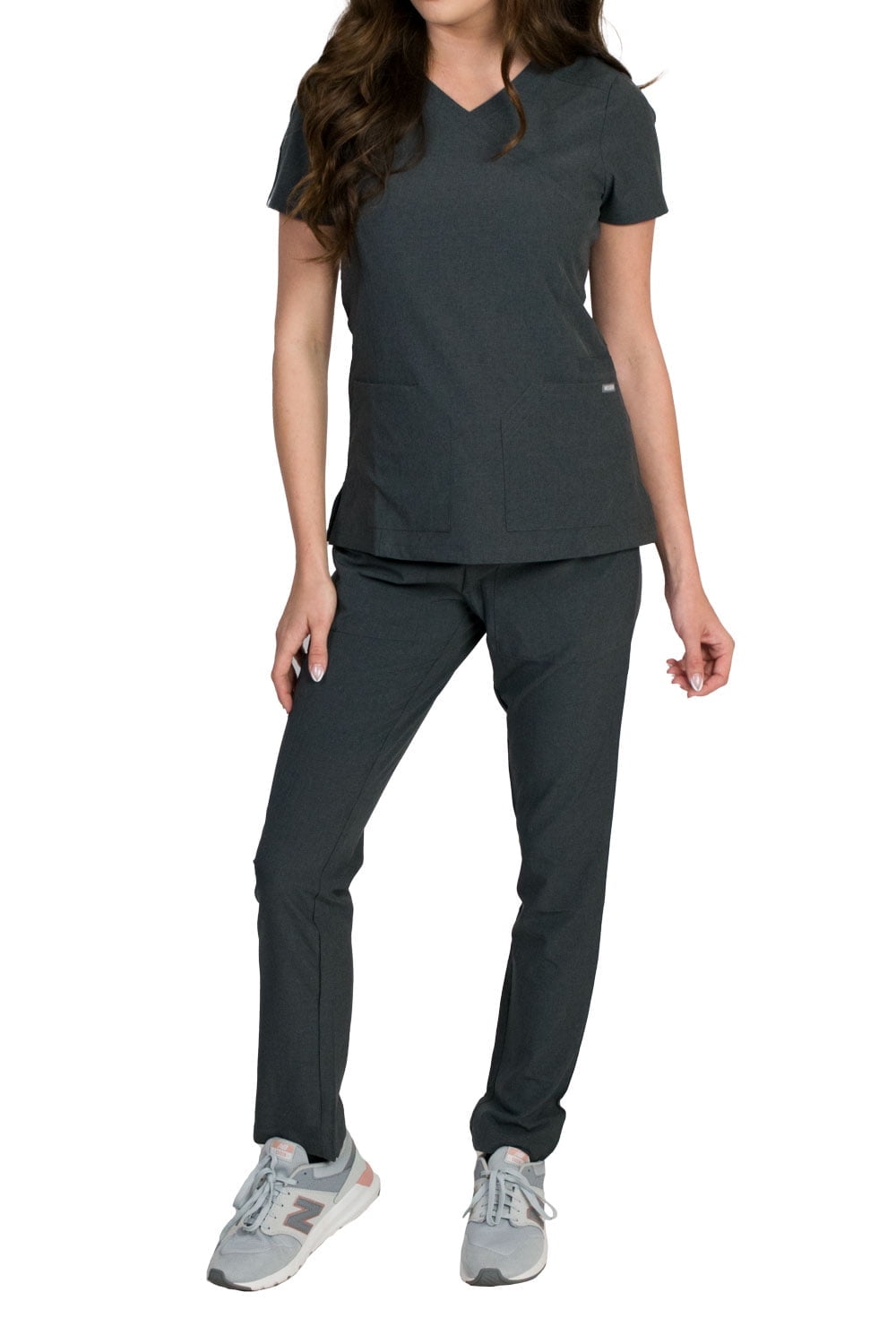Medgear Celeste Women's Stretch Scrubs Set with Cross Over Neckline Top ...