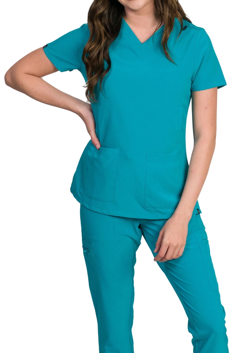 Medgear Fusion-Aspen Scrubs Top for Women with 5 Pockets including ...