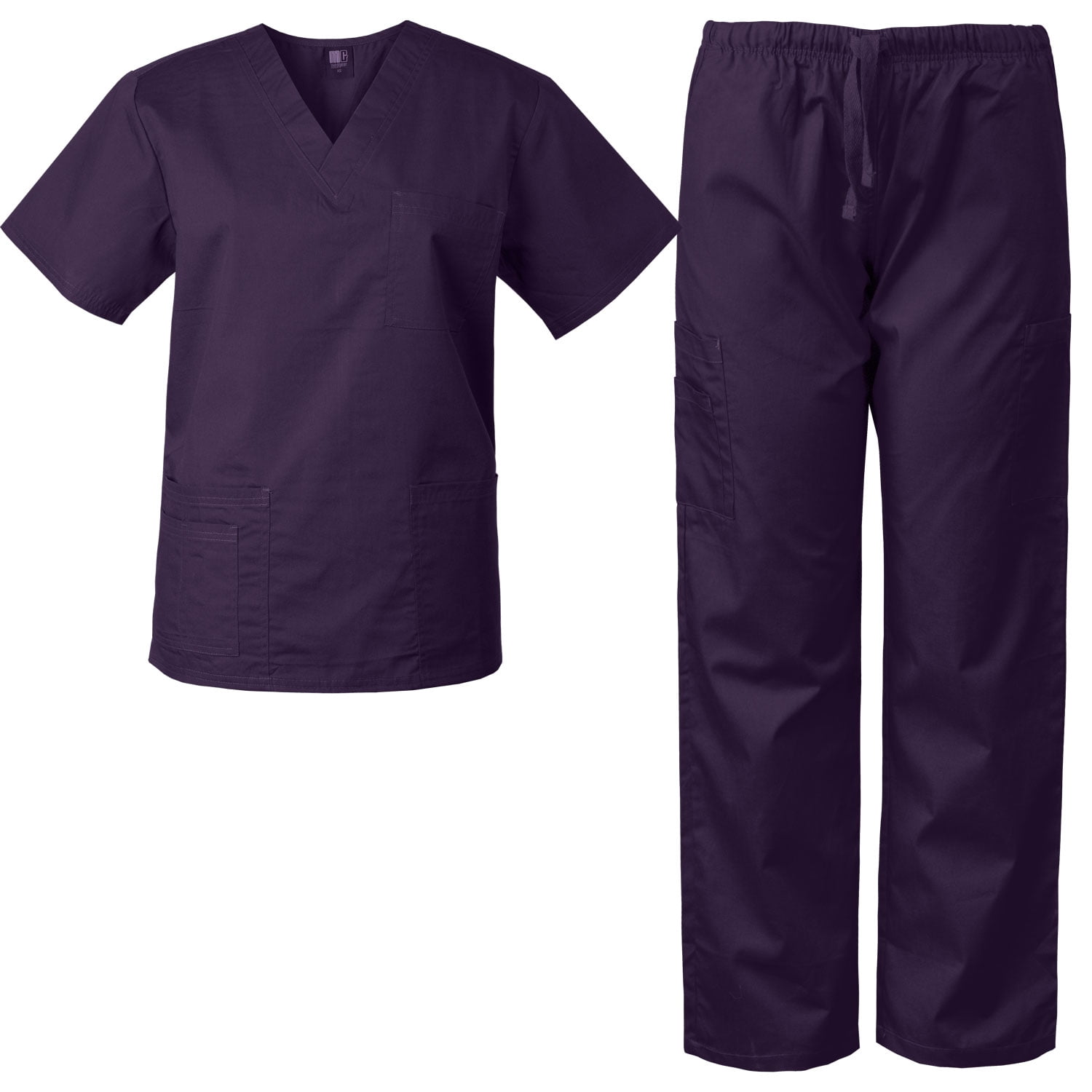 Medgear Unisex Medical Uniform Set, V-neck Scrubs Top and Pants with ...