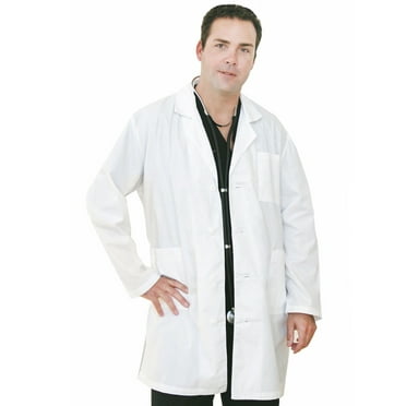 Medline Professional Men's Cotton Lab Coat, Classic Length, White for ...