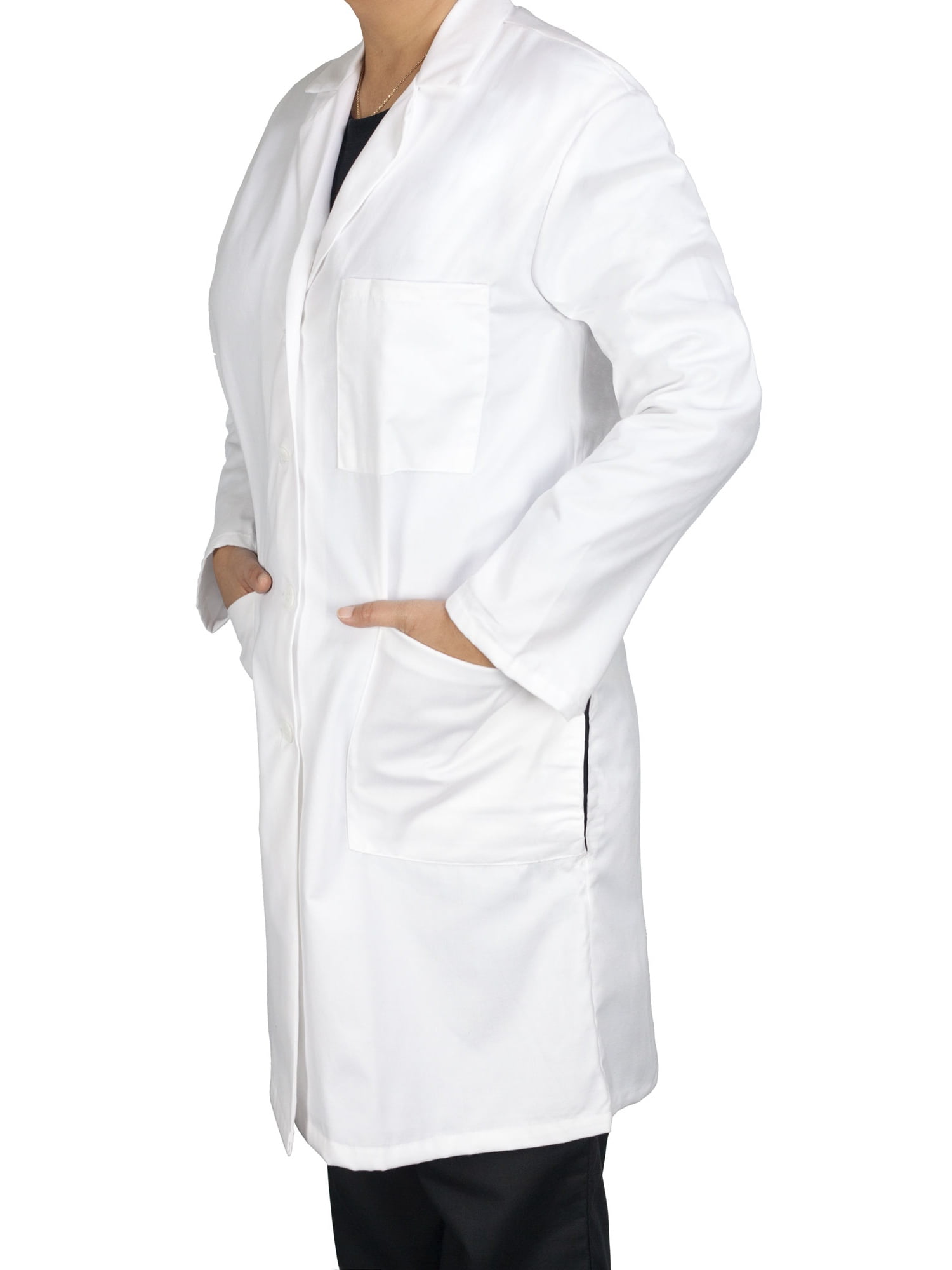 Medgear White Lab Coat 39" for Women, Long Sleeve, 5 Pocket & Back Belt ...