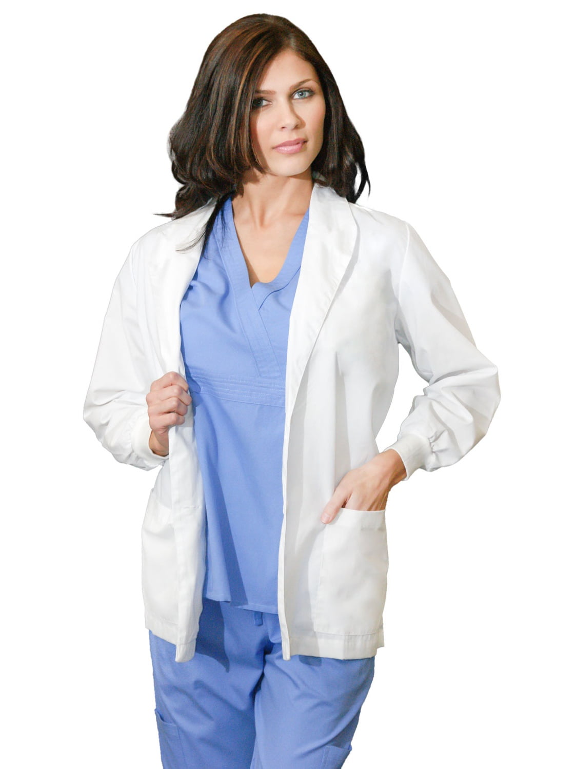 Medgear Women's 27" Lab Jacket, Shawl Collar, Cuffed Sleeves Lab Coat ...