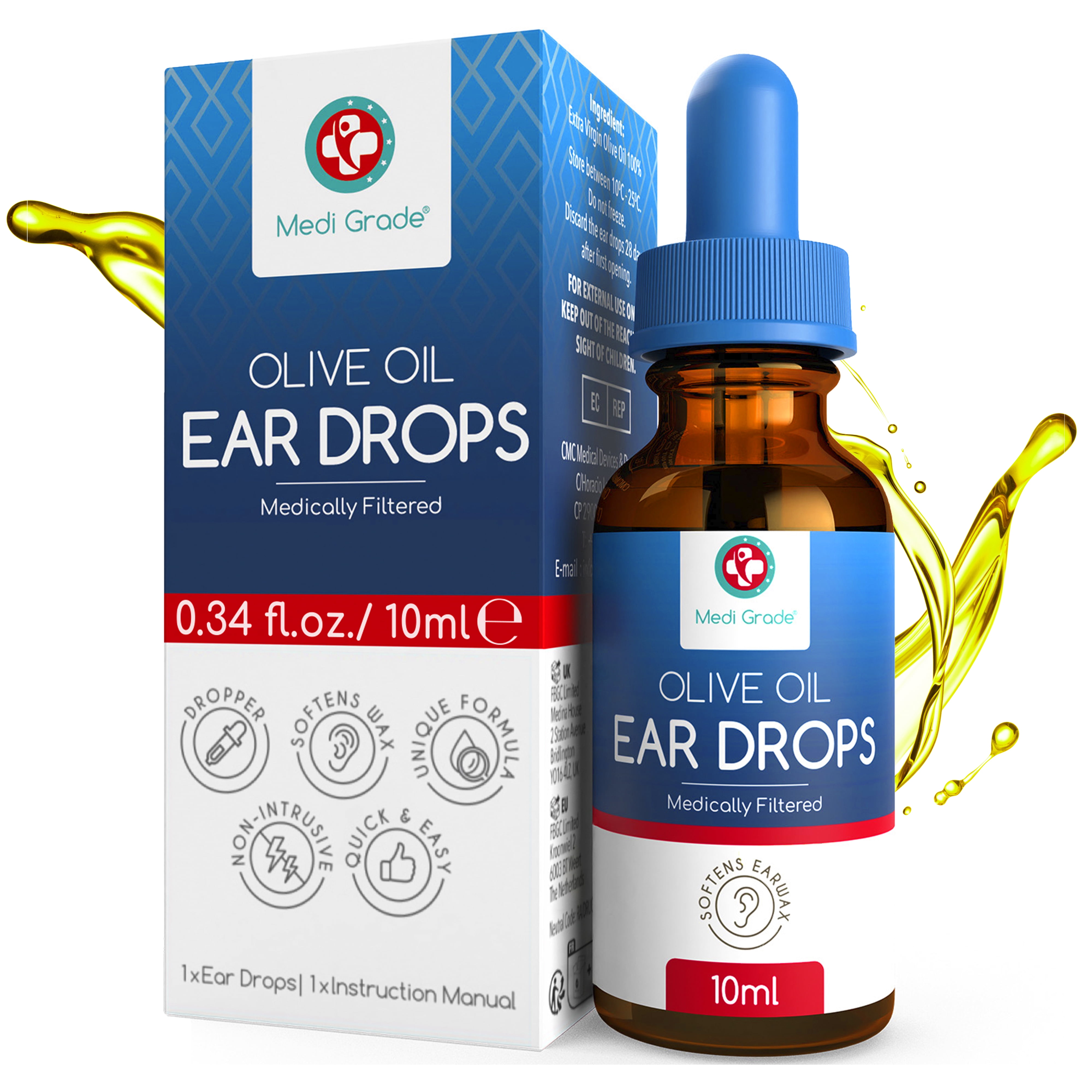 Medi Grade Ear Wax Removal Drops, 0.34 Fl Oz - Dissolves and Removes ...