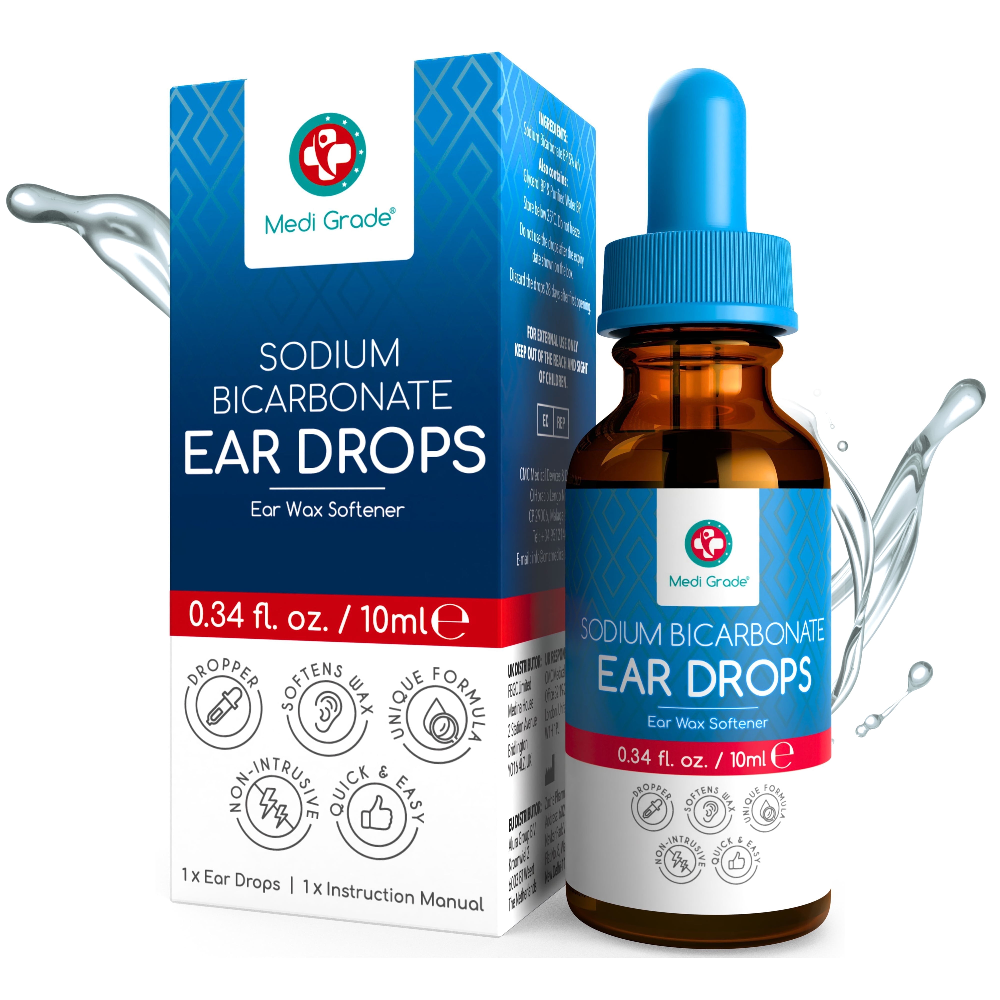 Medi Grade Sodium Bicarbonate Drops – 10ml Quick-Action Formula for Wax Removal & Blocked Ears ...