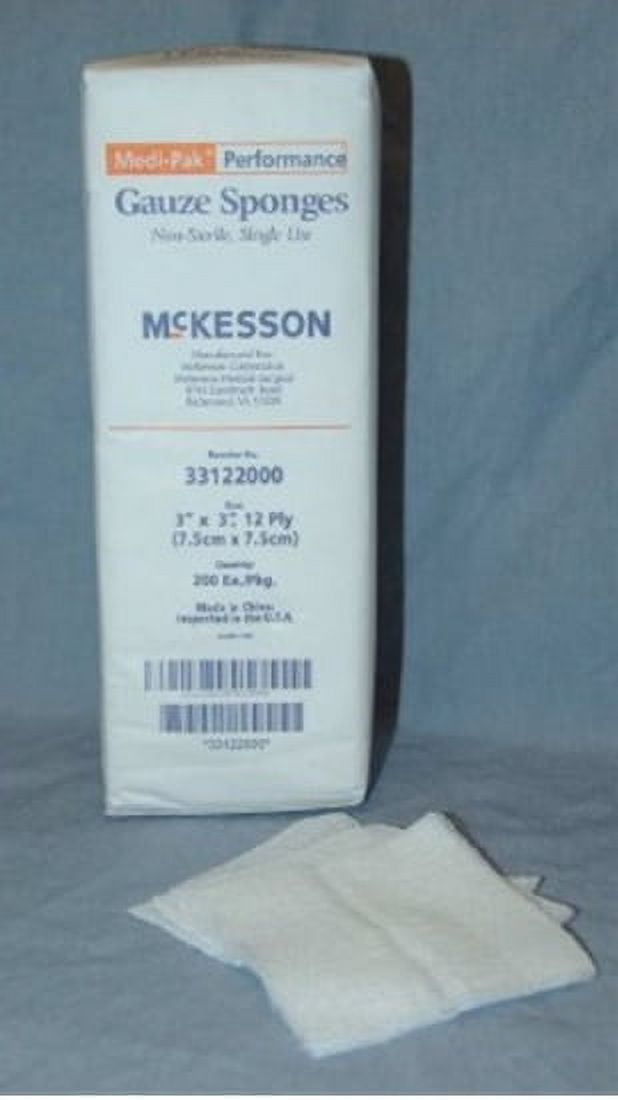 Medi-Pak Performance Sponge Dressing, Cotton Gauze 12-Ply 3 X 3 Inch ...