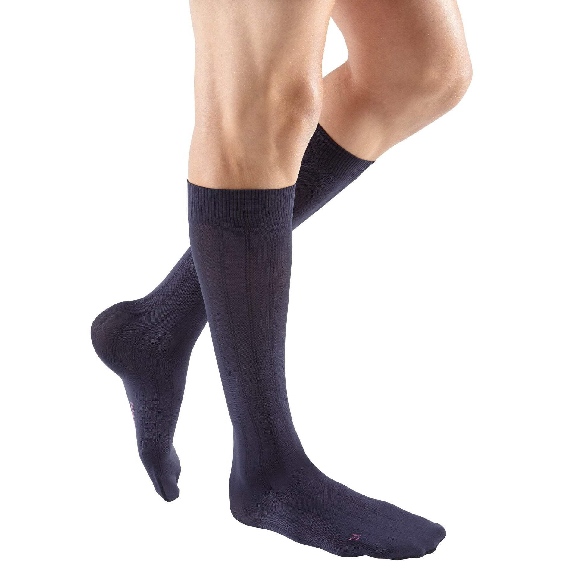 Medi for Men Knee High Classic Socks - 15-20 mmhg Tall Wide Navy IV ...