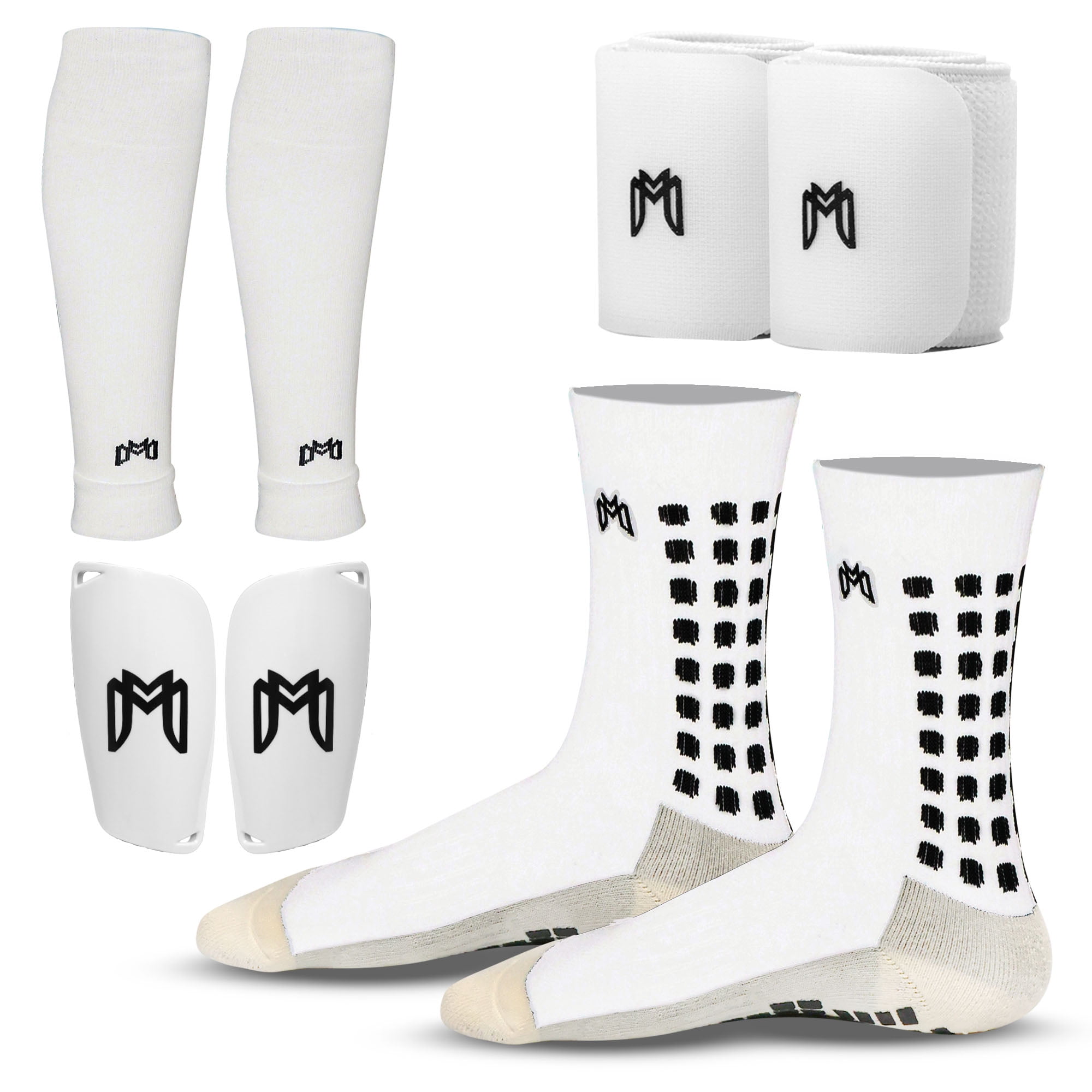 MediCaptain Elite Soccer Bundle - Shin Guards, Sock Sleeves, Grip Sock ...