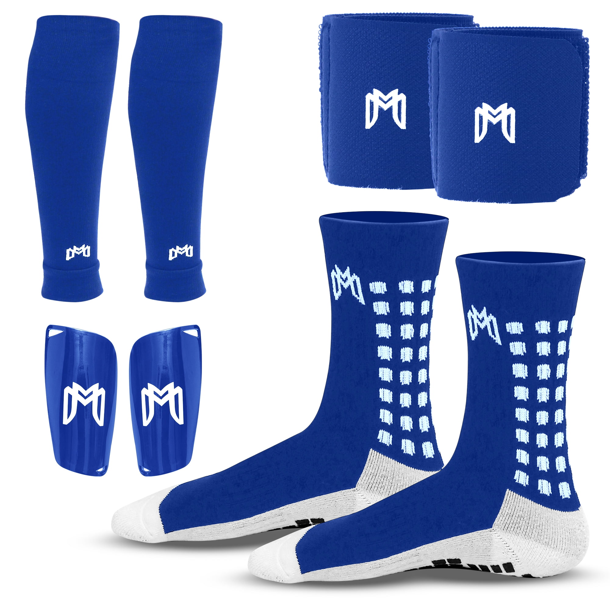 MediCaptain Soccer Grip Socks, Shin Guards, Pre-Cut Sock Sleeves, and ...