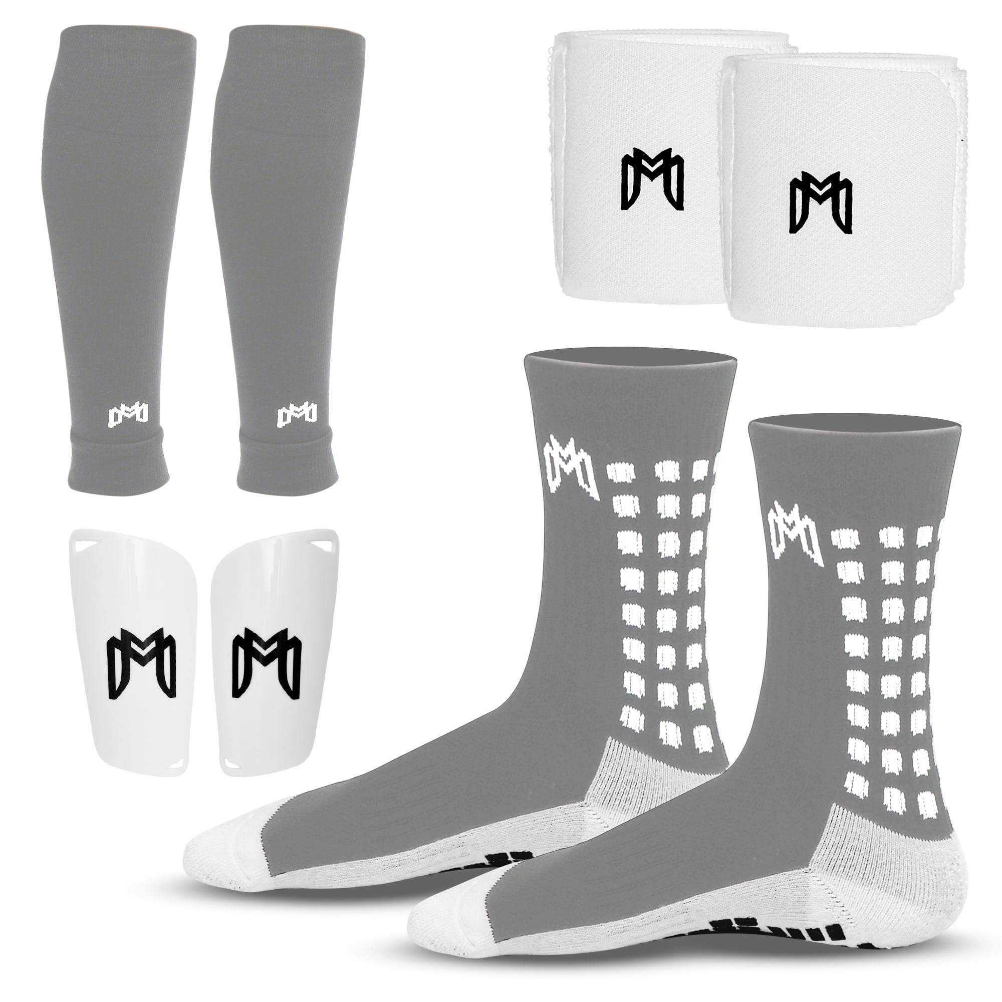 MediCaptain Soccer Grip Socks, Shin Guards, Pre-Cut Sock Sleeves, and ...