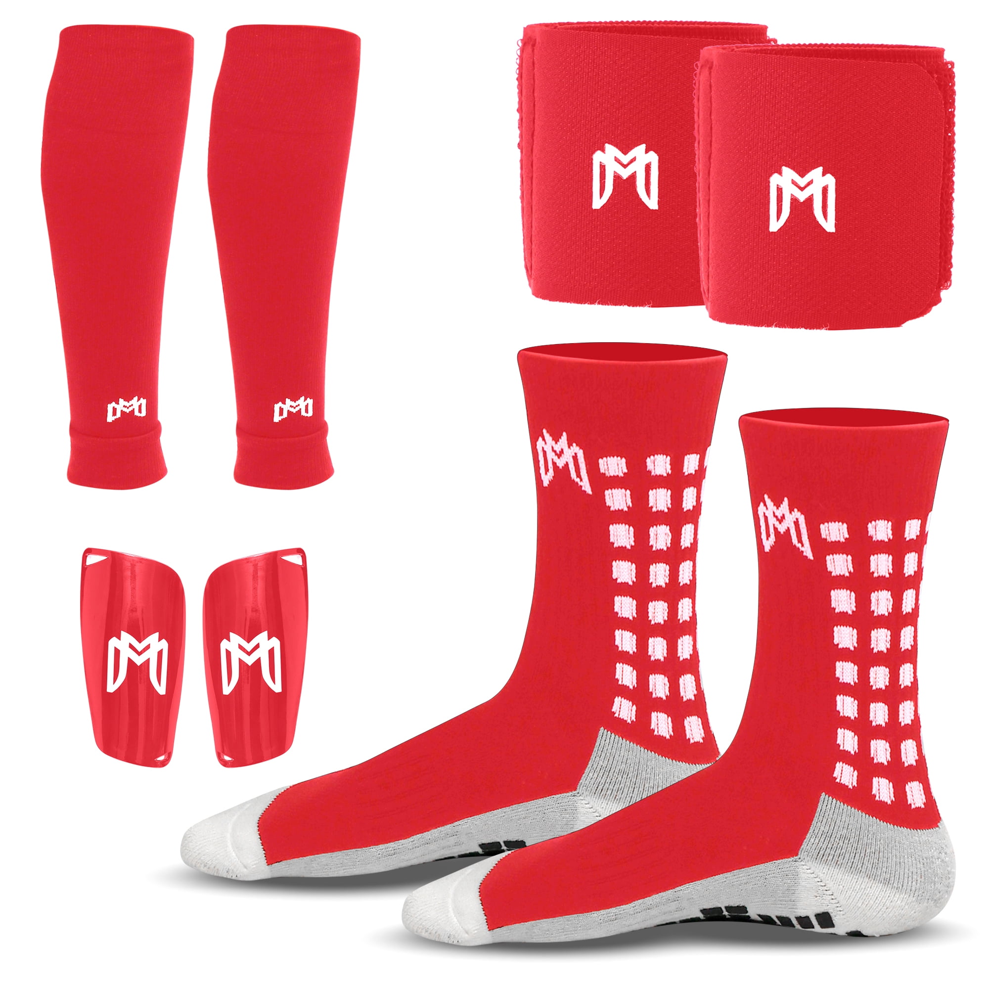 MediCaptain Soccer Grip Socks, Shin Guards, Pre-Cut Sock Sleeves, and ...