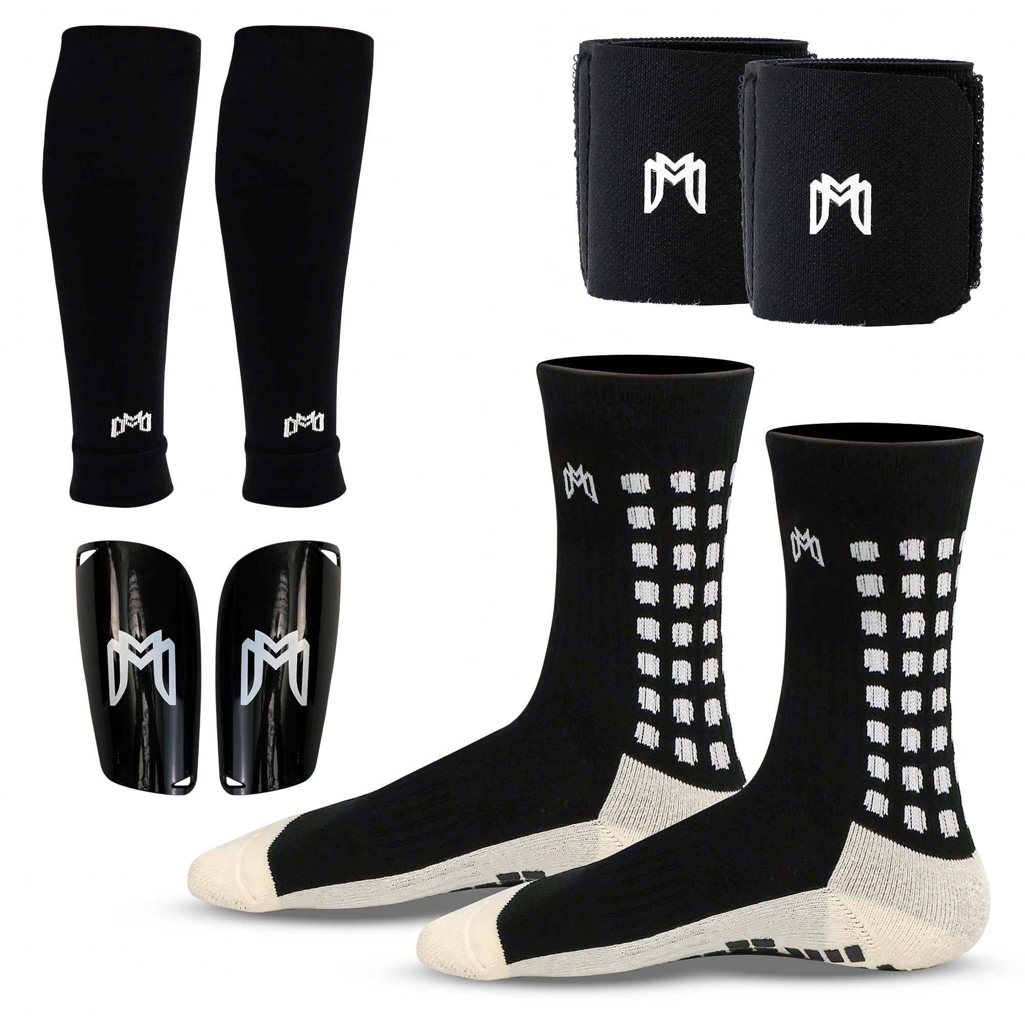 MediCaptain Soccer Grip Socks, Shin Guards, Pre-Cut Sock Sleeves, Guard ...