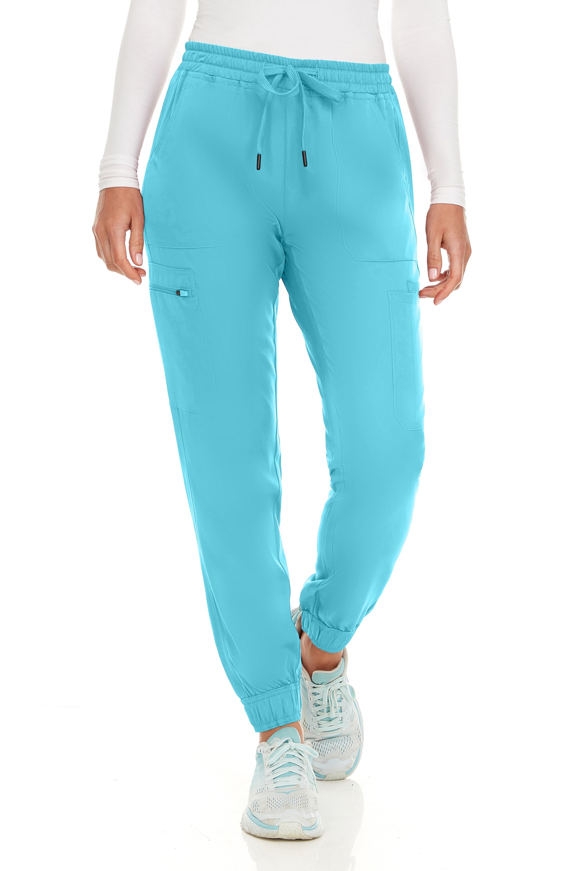 MediChic Women's Seven Pocket Cargo Scrub Pants Joggers with 4-Way ...