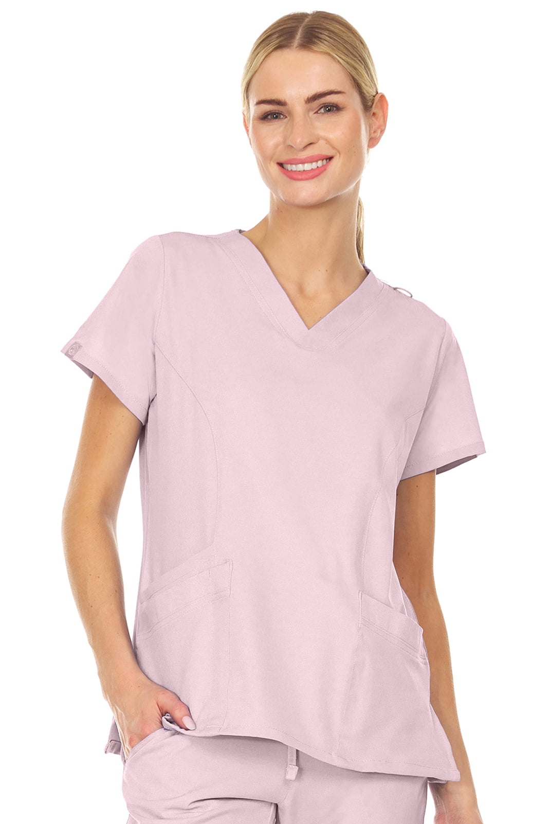 MediChic Scrubs Mini Marilyn Stretch V-Neck Three Pocket Scrub Top with ...