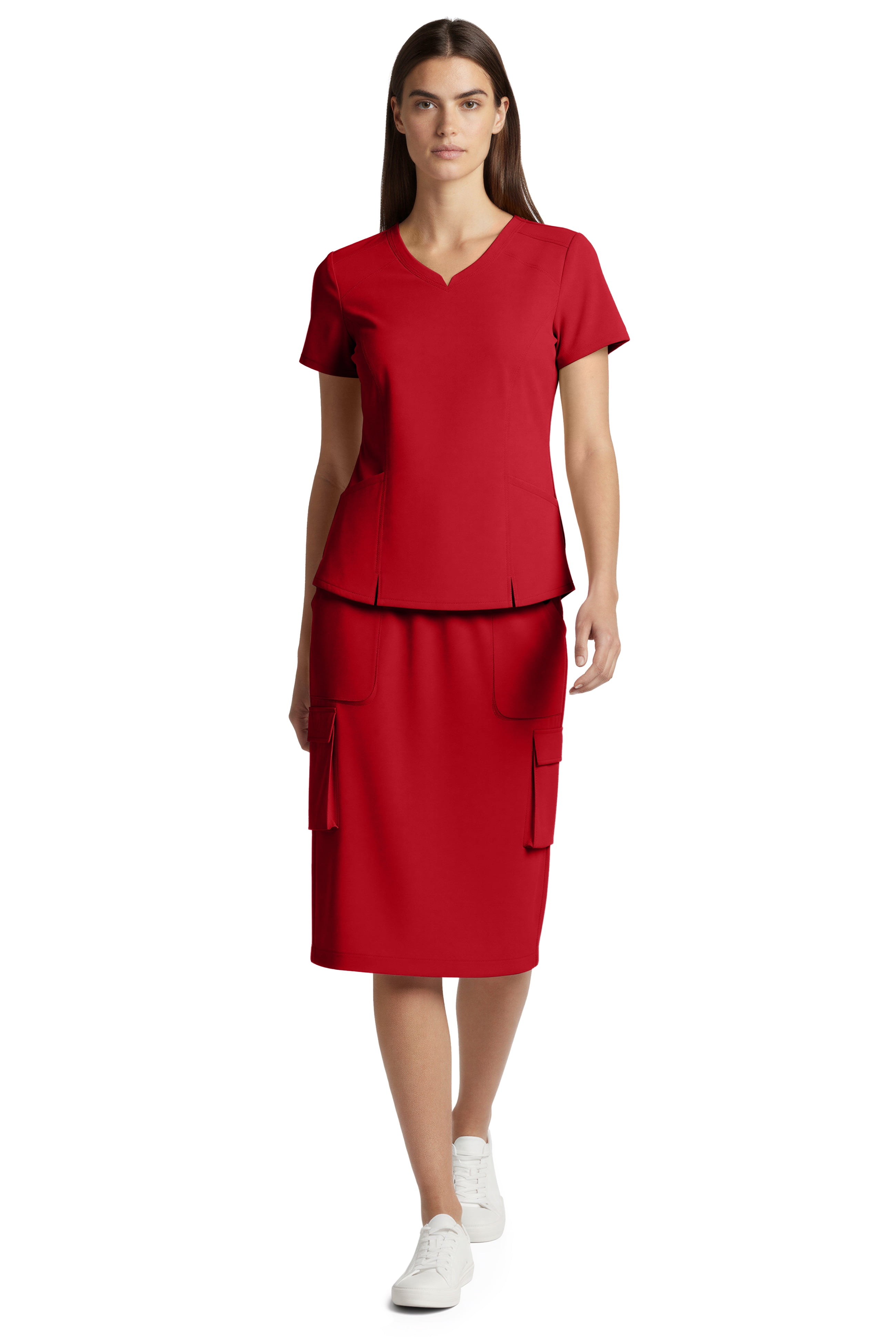 MediChic Women’s Premium Medical Uniform Skirt Set – V-Neck Scrub Top ...