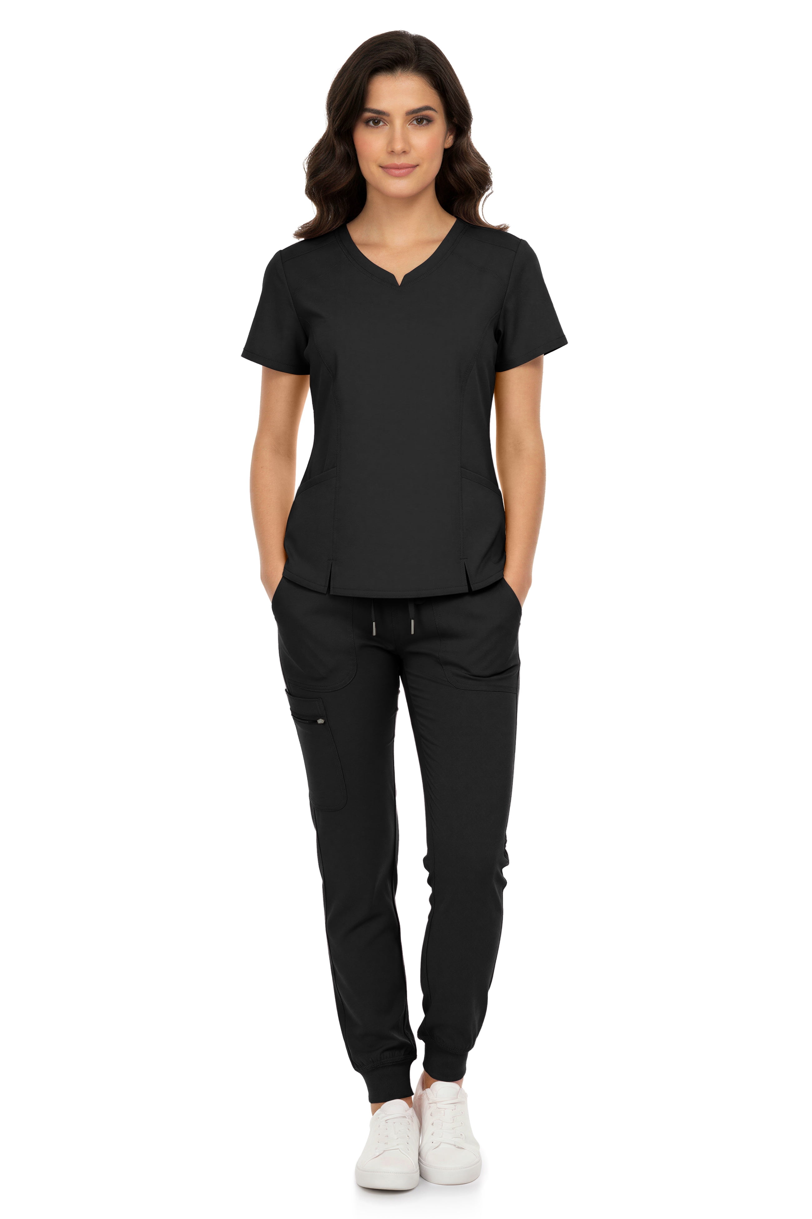 MediChic Women’s Premium Scrub Set – V-Neck Notch Scrub Top & 6-Pocket ...