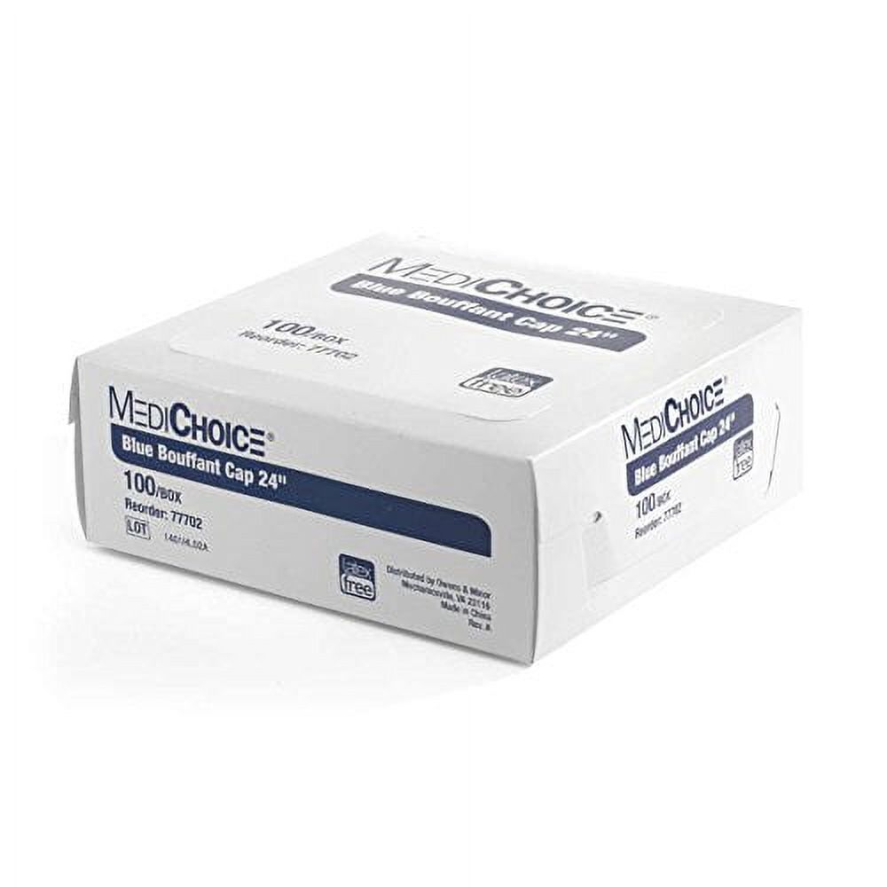 MediChoice Bouffant Caps, Spunbond Polypropylene, 24 Inch, Blue (Box of ...