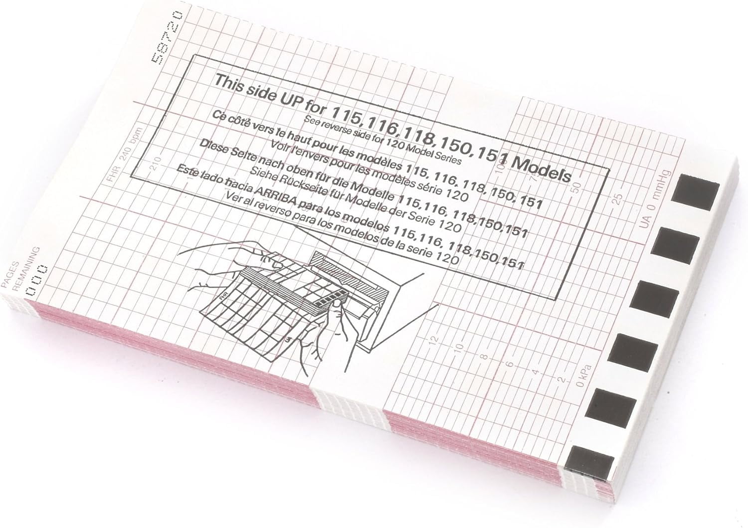 MediChoice ECG/EKG Chart Paper, Z-Fold, Red Grid Fetal Monitor Paper ...