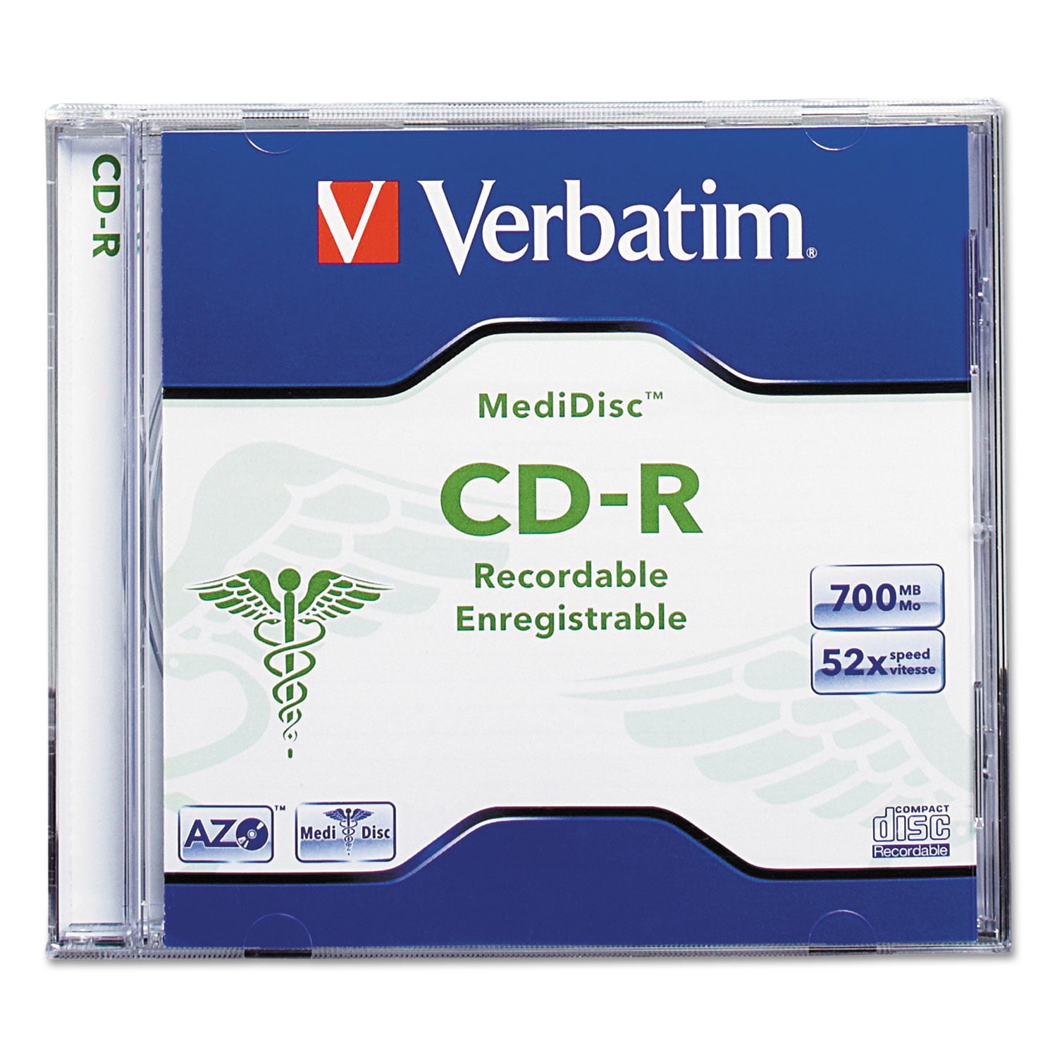 MediDisc CD-R, 700MB, 52X, Thermal Printable Branded Surface, 1/PK ...