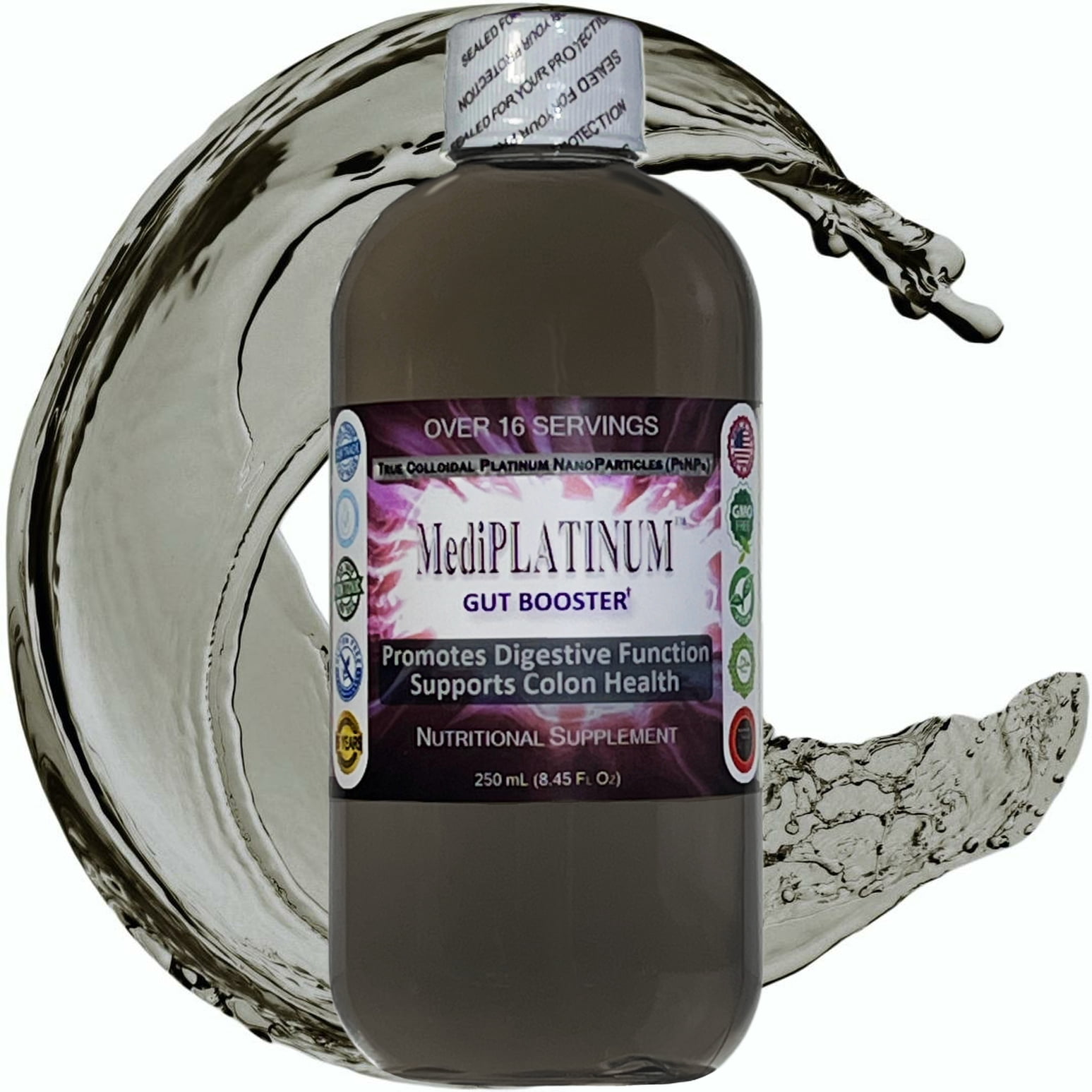 MediPLATINUM True Colloidal Platinum Dietary Supplement - 250 mL (8.45 Fl Oz) in Clear BPA-Free ...