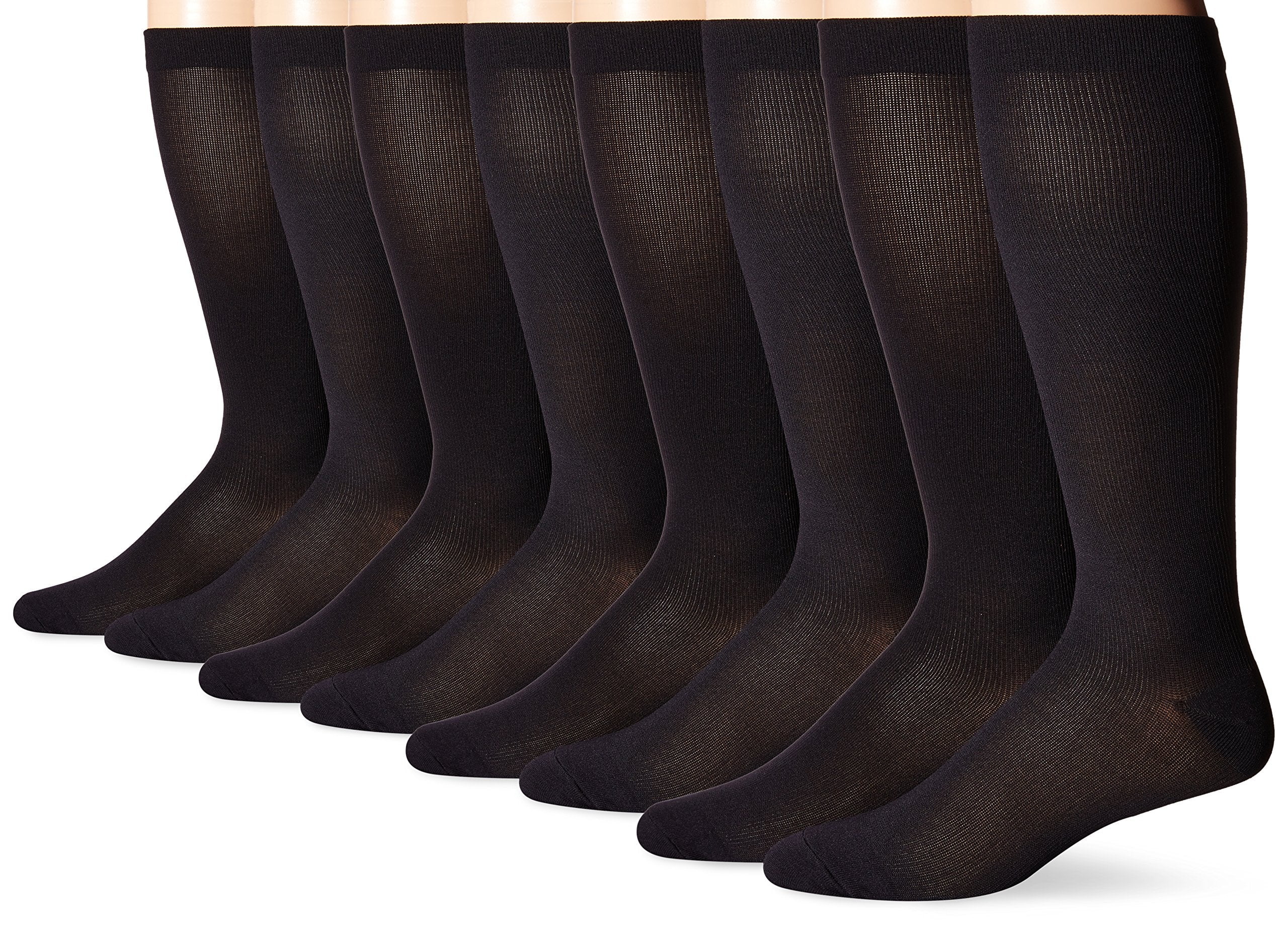 MediPeds Men's Support 4 Pack - Mild Compression Over Calf Socks, Black ...