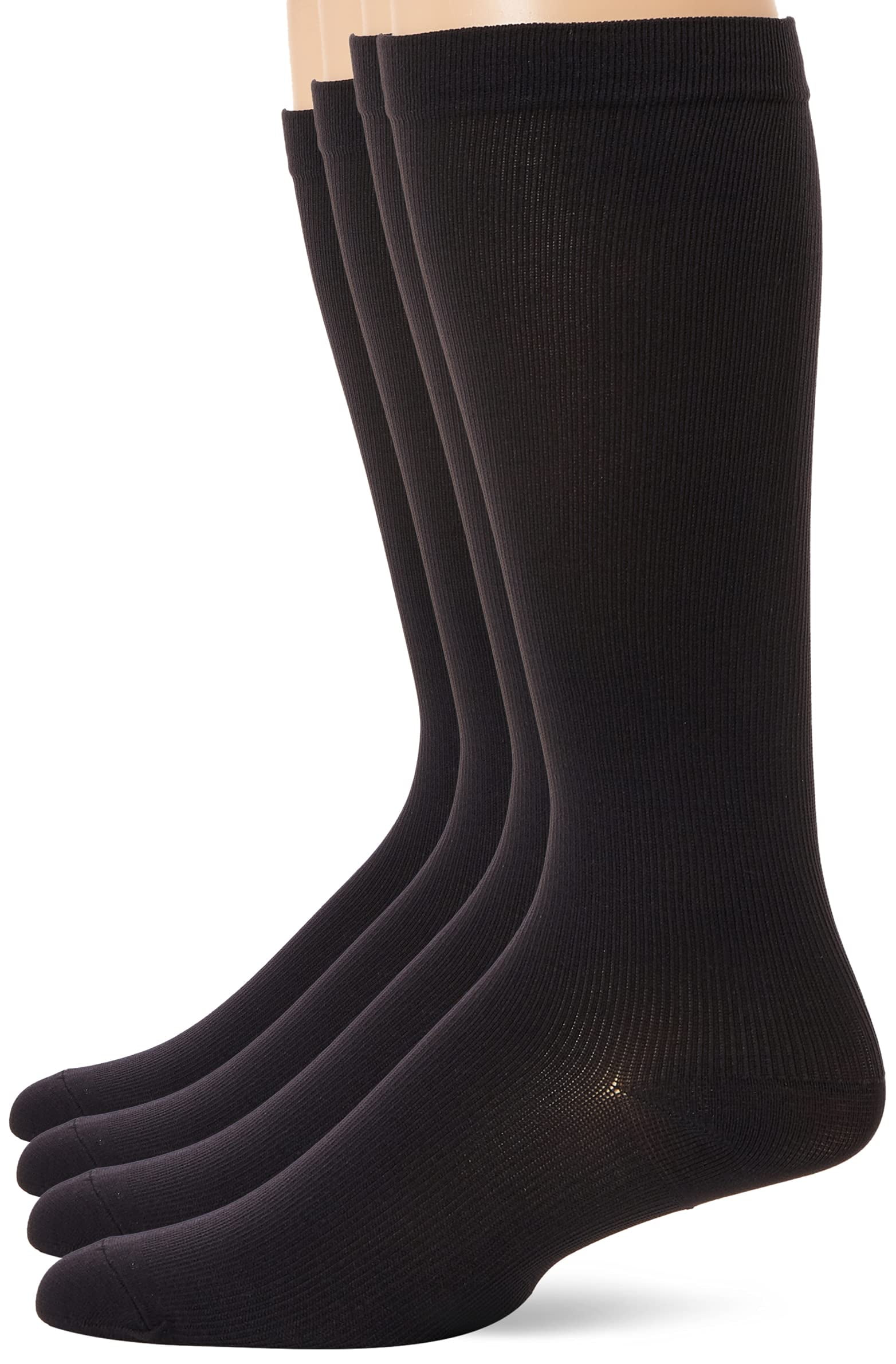 MediPeds Men's Mild Compression Socks, Over The Calf, Black, 4 Pack ...