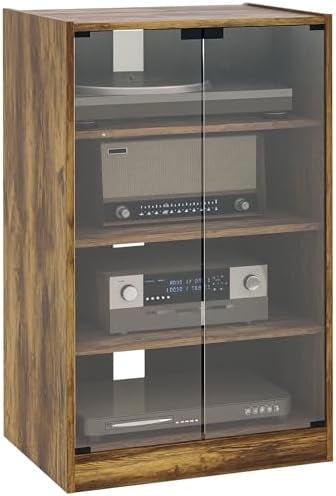 Media Cabinet, 4-Tier Stereo Cabinet, Modern Audio Video Media Stand ...