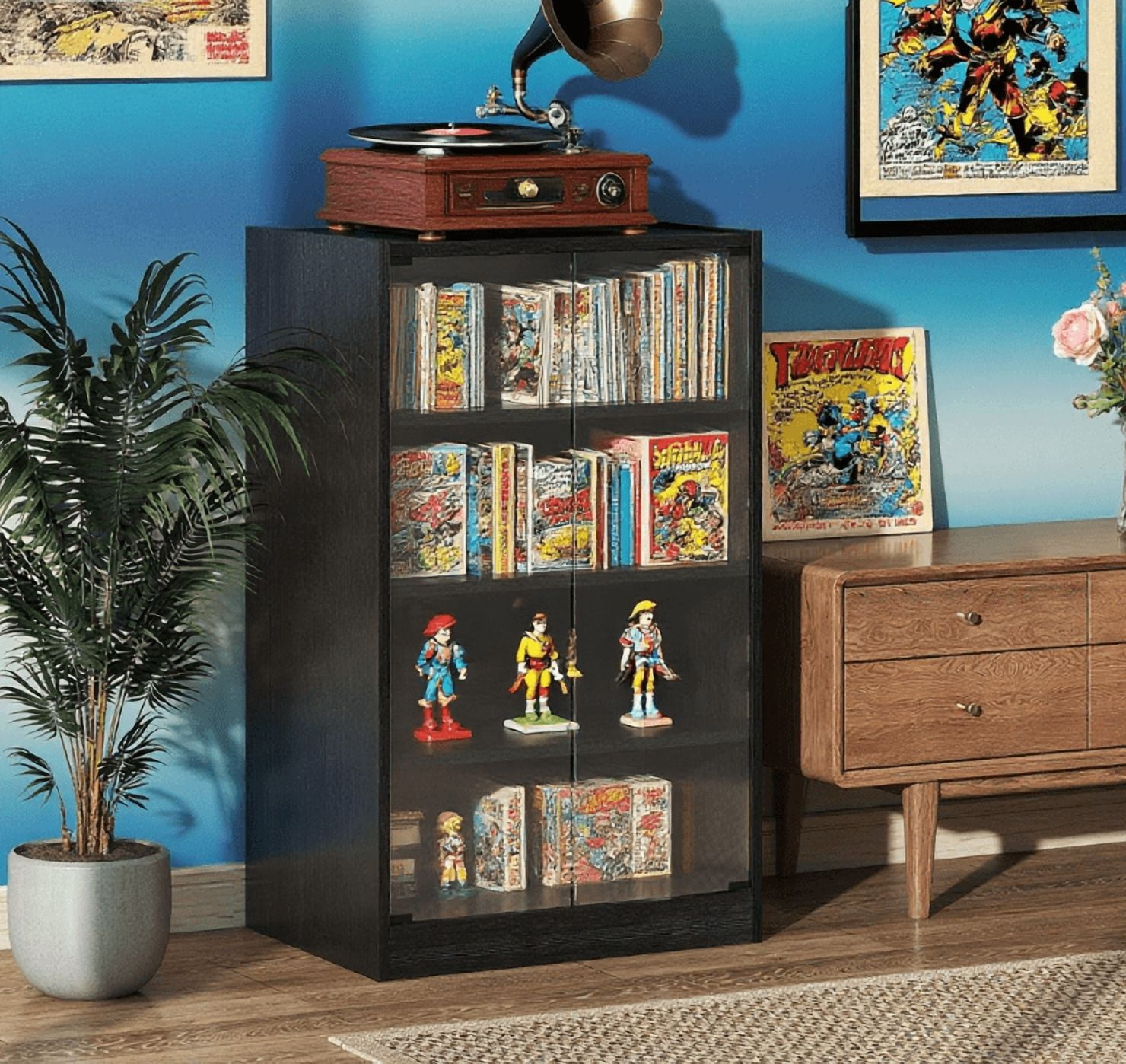 Media Cabinet, Stereo Cabinet, Record Player Stand with Vinyl Record ...