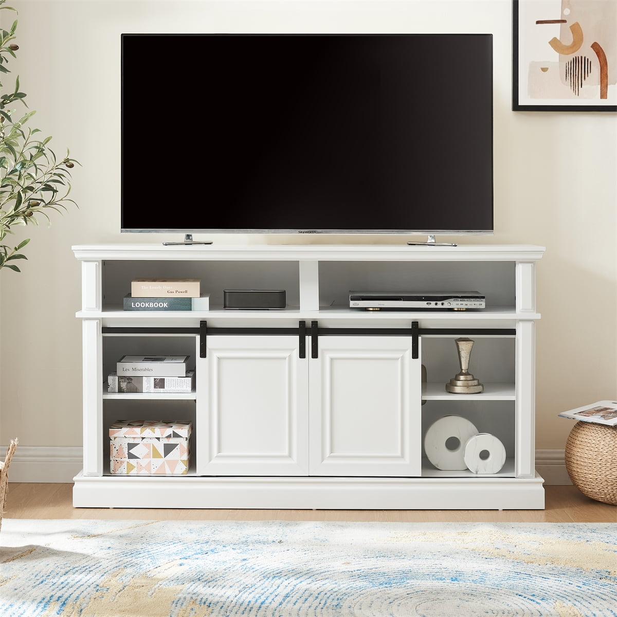 Media Console Table with Storage Cabinet, TV Stand Table with 23 ...