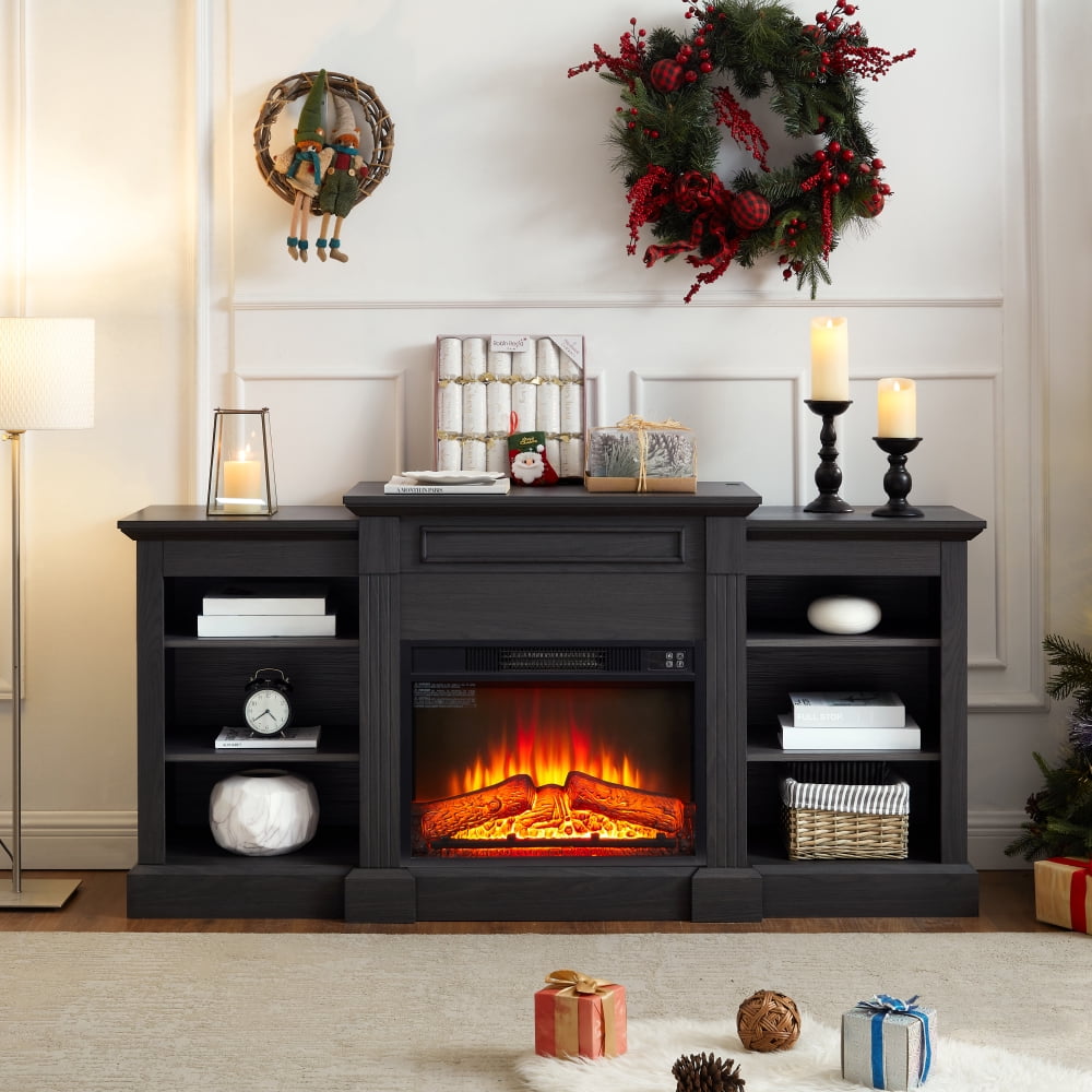 Media Console Table with Large Storage Cabinet,with 23" Fireplace ...