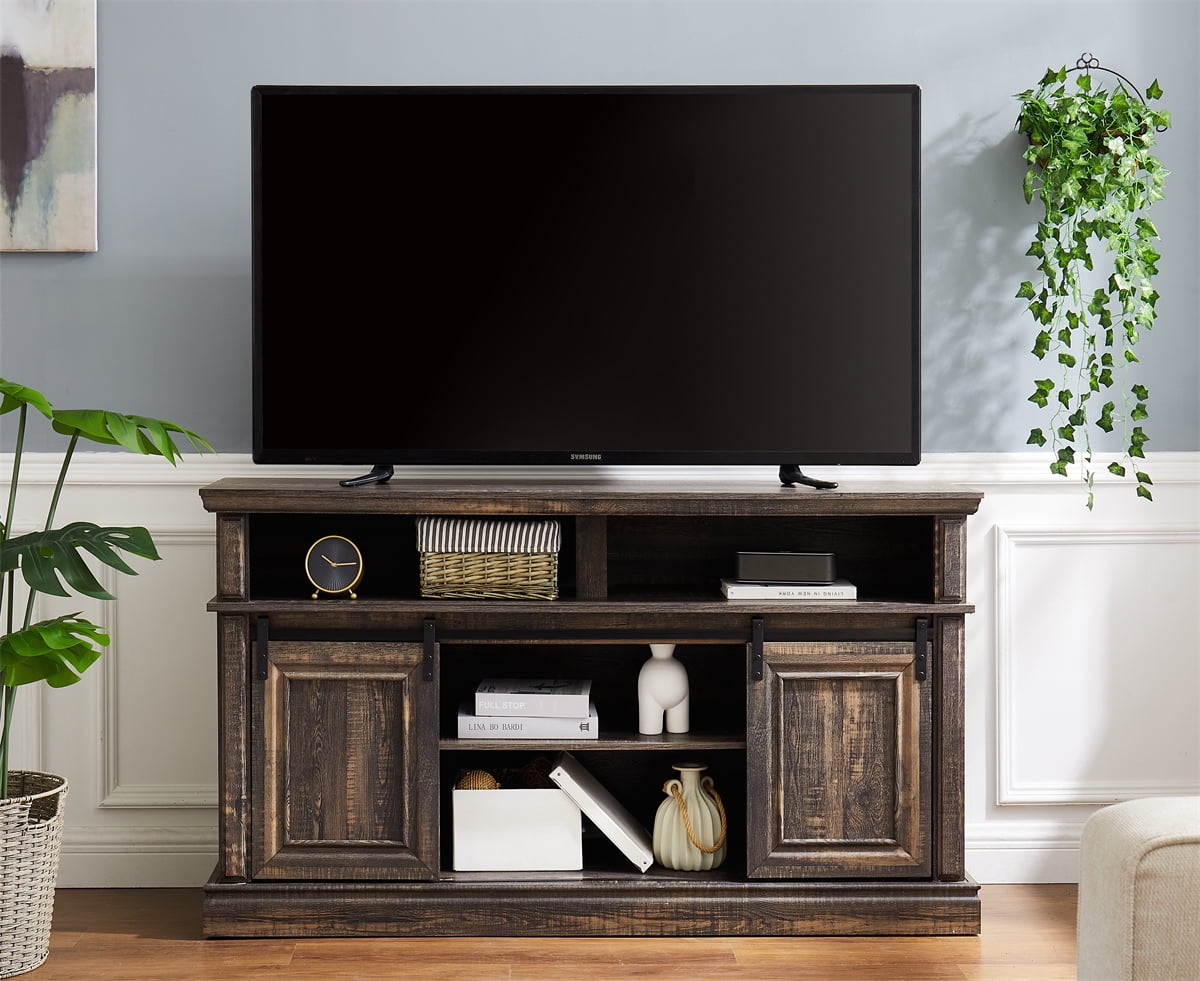 Media Console Table with Storage Cabinet, Entertainment TV Stand Table ...
