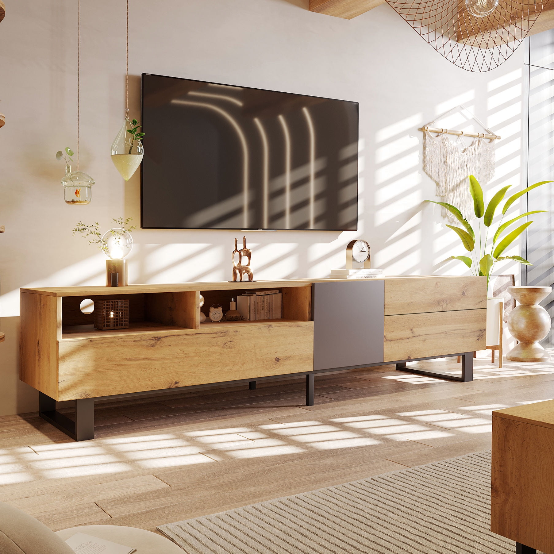 Media Console for 75-inch TV | Cable Holes for Messy Cables | Modern ...