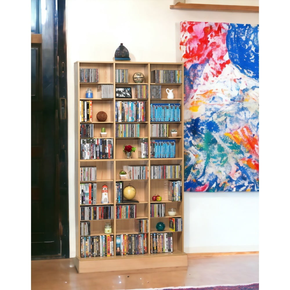 Media Shelving Unit, 6 Fixed Shelves, 30 Adjustable Shelves, Wide Base ...