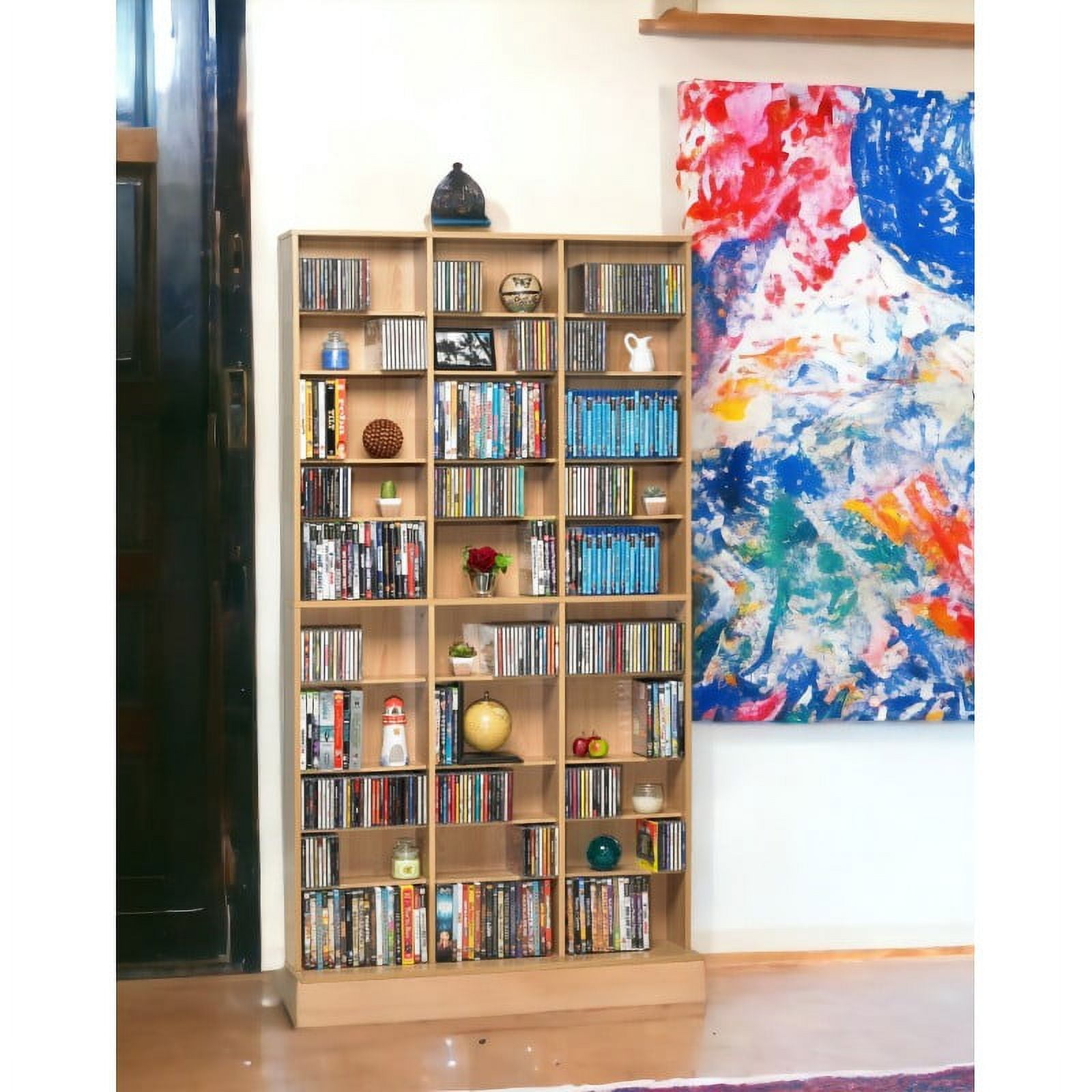 Media Shelving Unit, 6 Fixed Shelves, 30 Adjustable Shelves, Wide Base ...