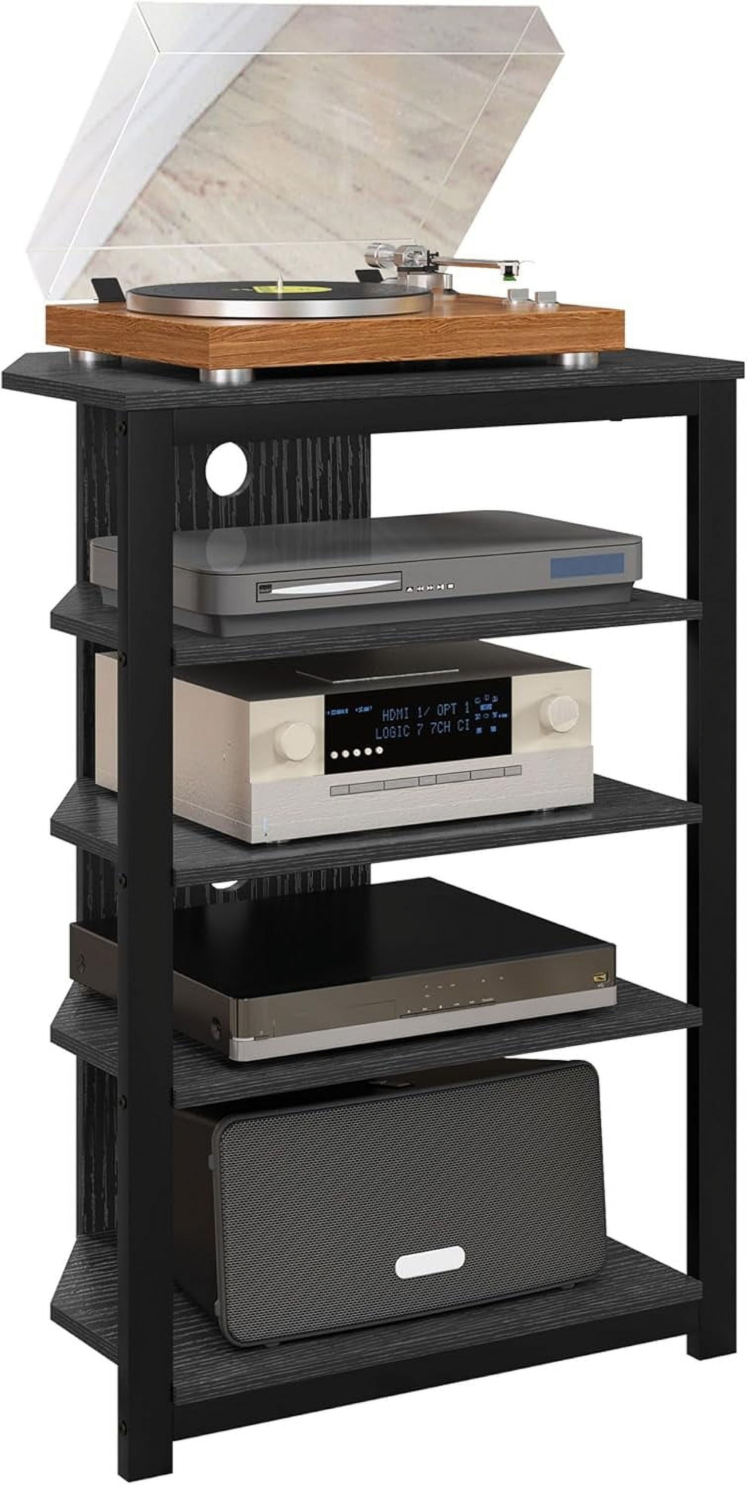 Media Stand with 4-Tier Audio Rack AV Media Corner Shelf with Cable ...