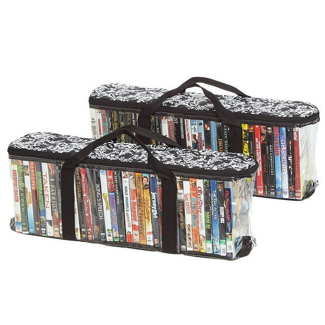 Media Storage Bag Organizer with Handles for DVDs or CDs Set of 2 - Set ...
