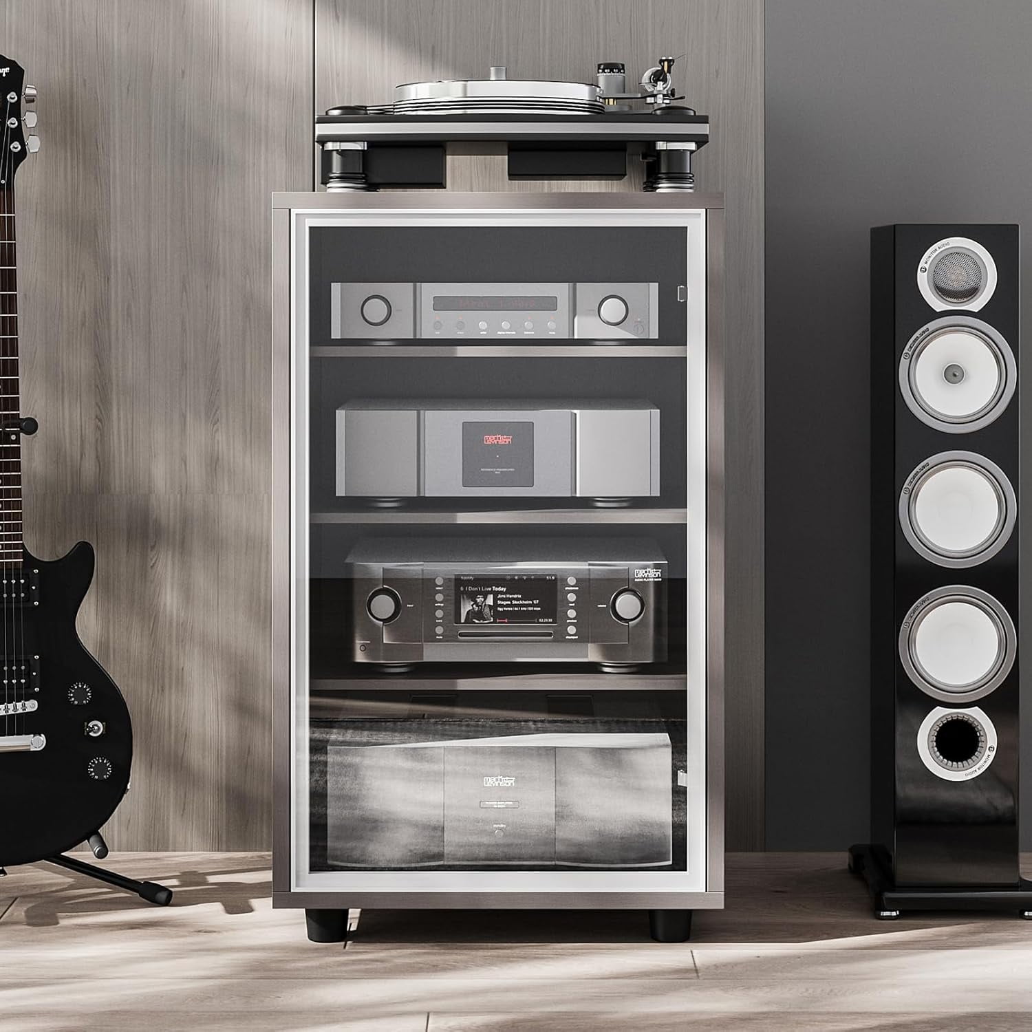 Media Storage Cabinet, Audio Video Media Stand Cabine with 3 Height ...