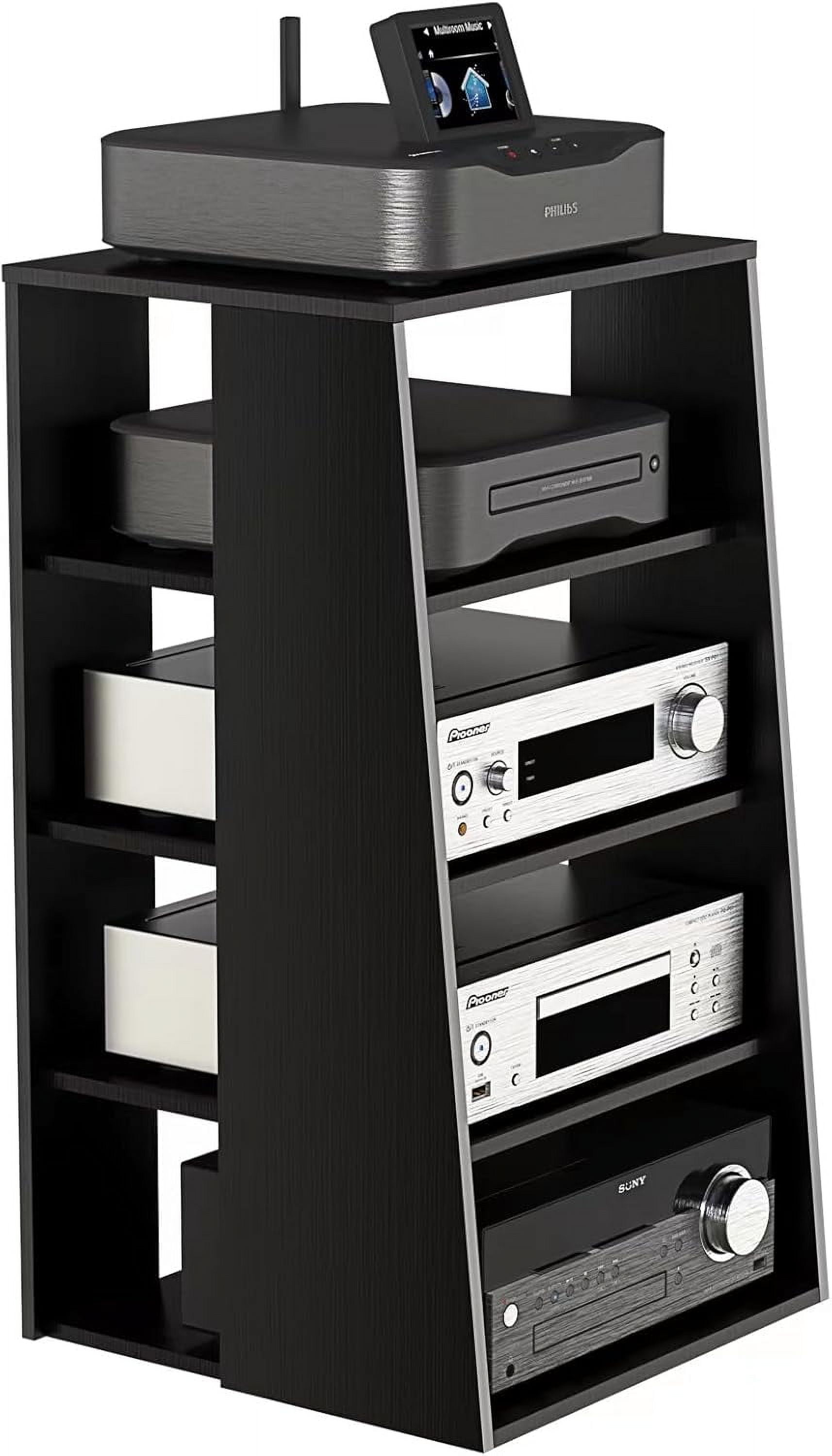 Media Storage Cabinet, Audio Video Media Stand Cabinet with 4 Shelves ...