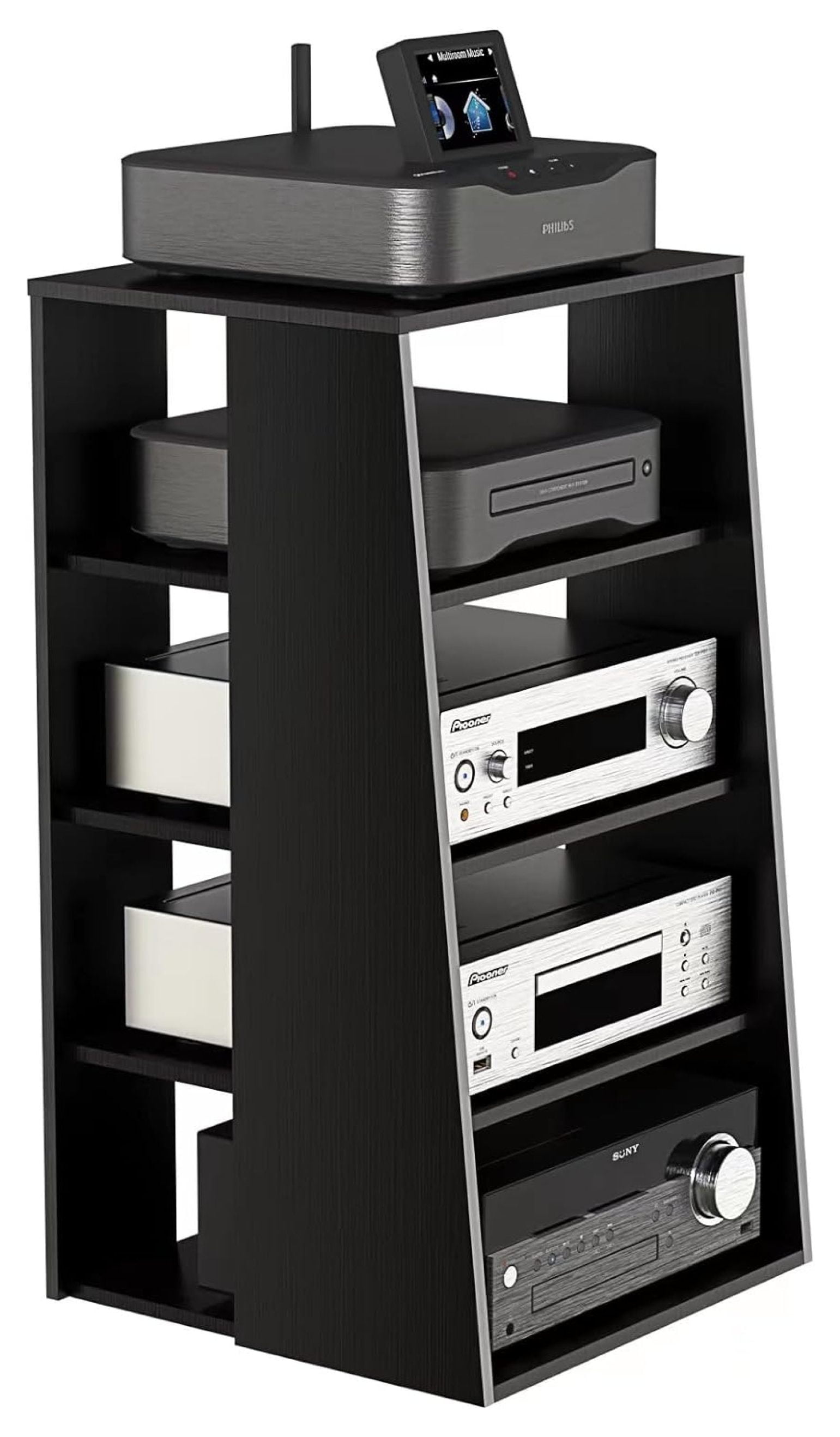 Media Storage Cabinet, Audio Video Media Stand Cabinet with 4 Shelves ...