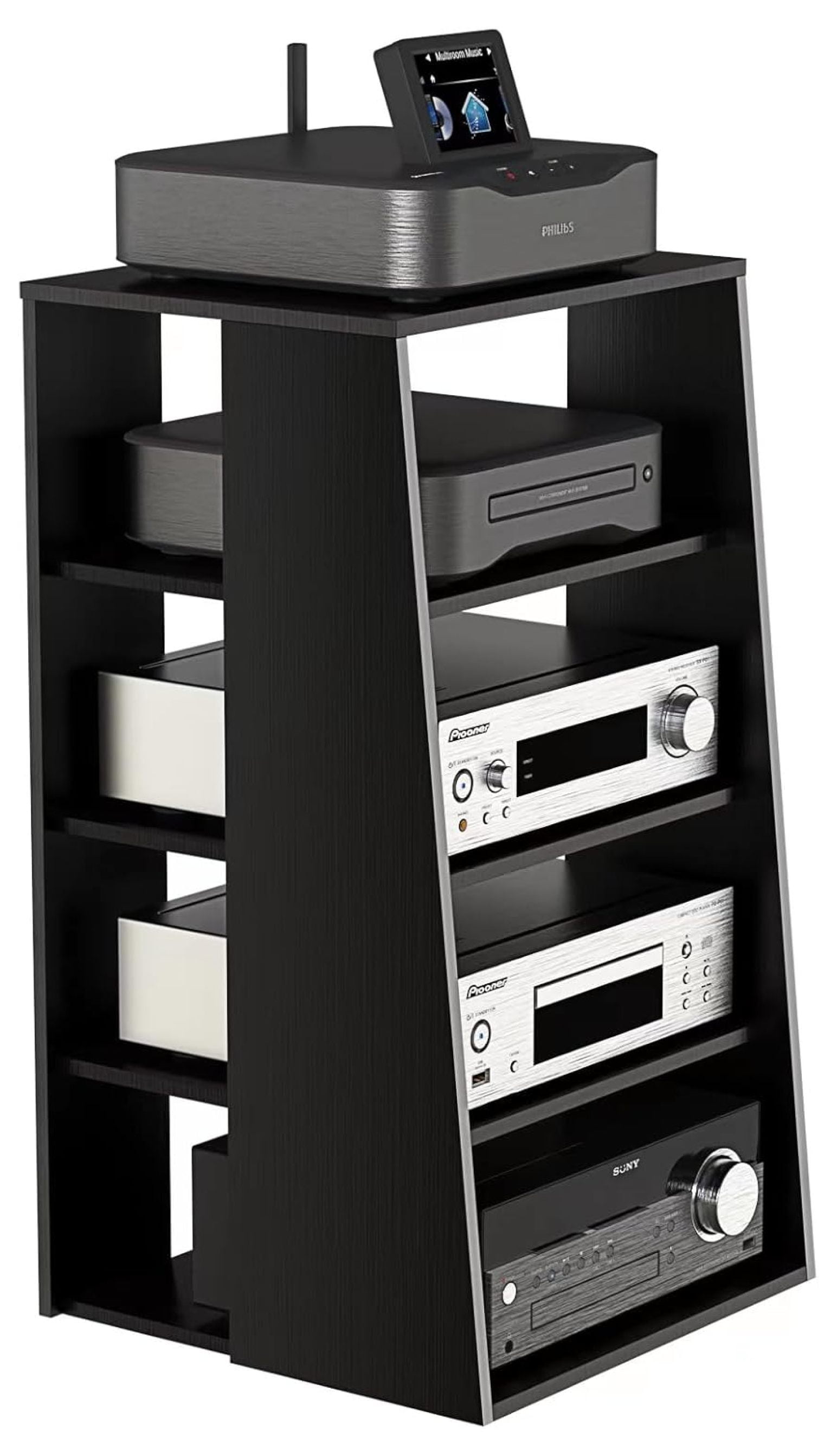 Media Storage Cabinet, Audio Video Media Stand Cabinet with 4 Shelves ...