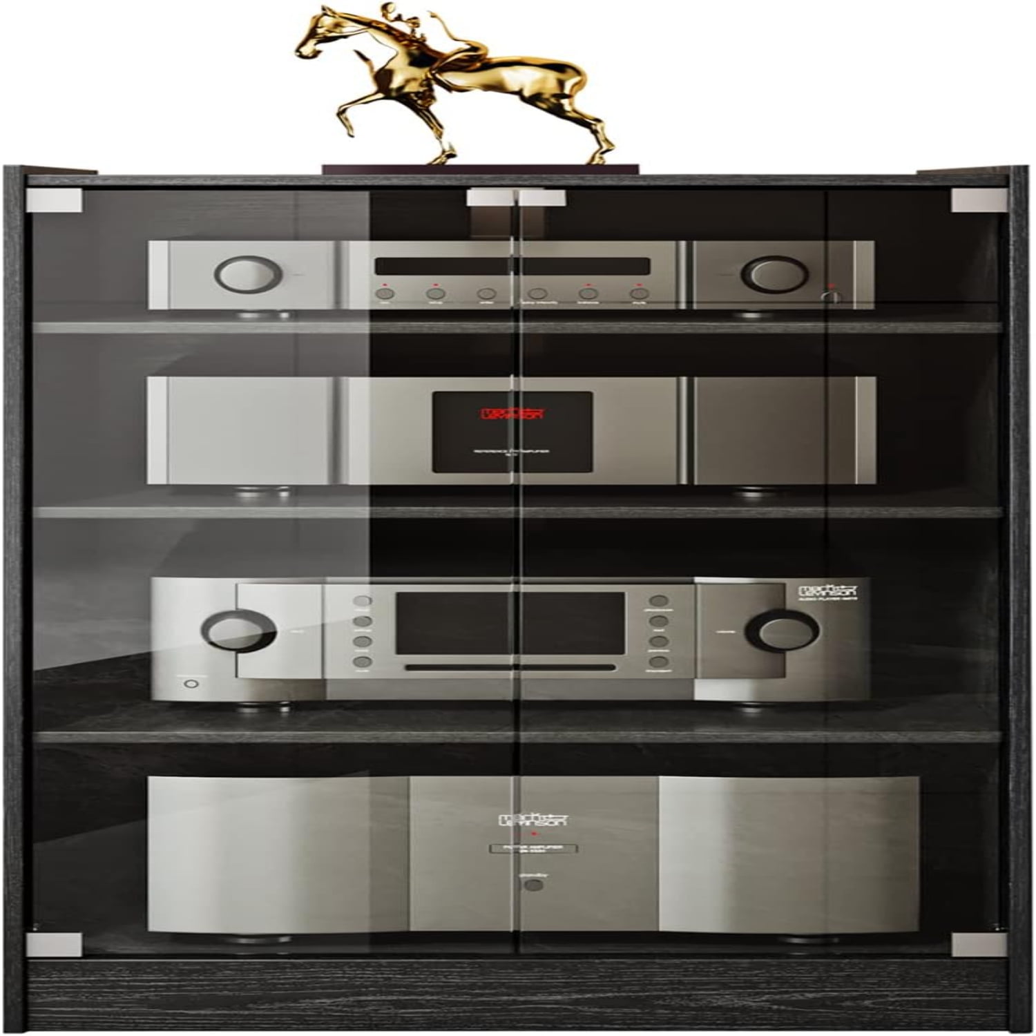 Media Storage Cabinet with Height Adjustable 4-Tier Shelves Audio Video ...