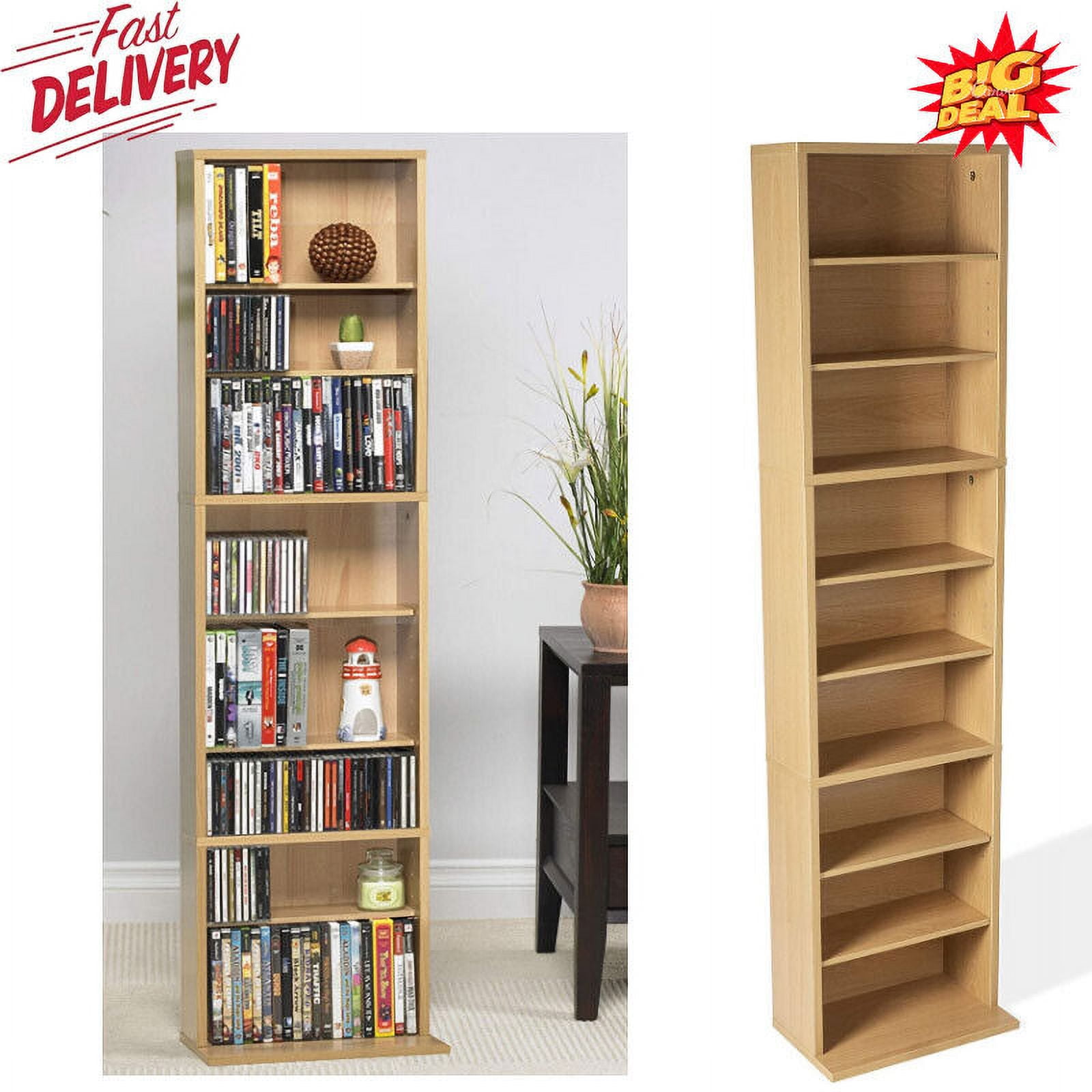 Media Storage Cabinet Movie Video Game Organizer CD DVD Tower Stand Shelf Rack - Walmart.com